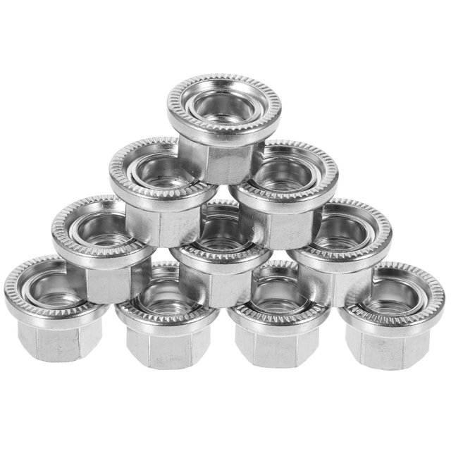 10pcs Bike Nuts Wheel Axle Nut with Steel Flanges for Hub Flanged Axle ...