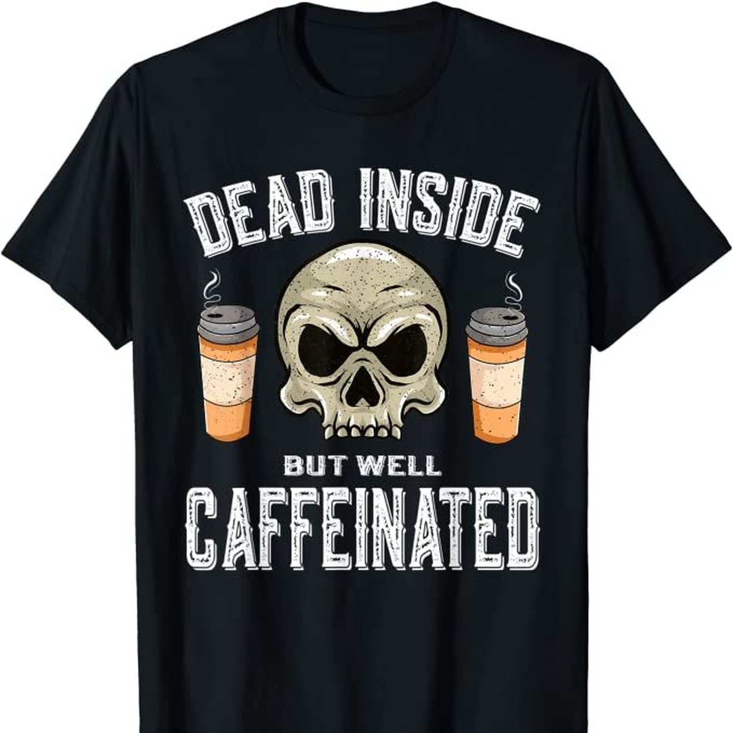 Dead Inside Buaffeinated Skull Halloween Coffee T-S1Hirt - Walmart.com