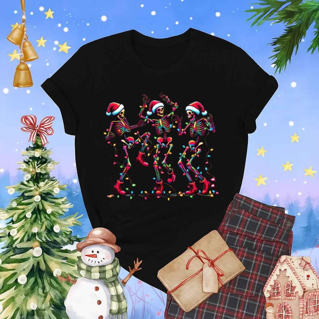 Dead Inside But Christmas Funny Dancing Skeleton Holiday Graphic Tee up to 5XL - Walmart.com