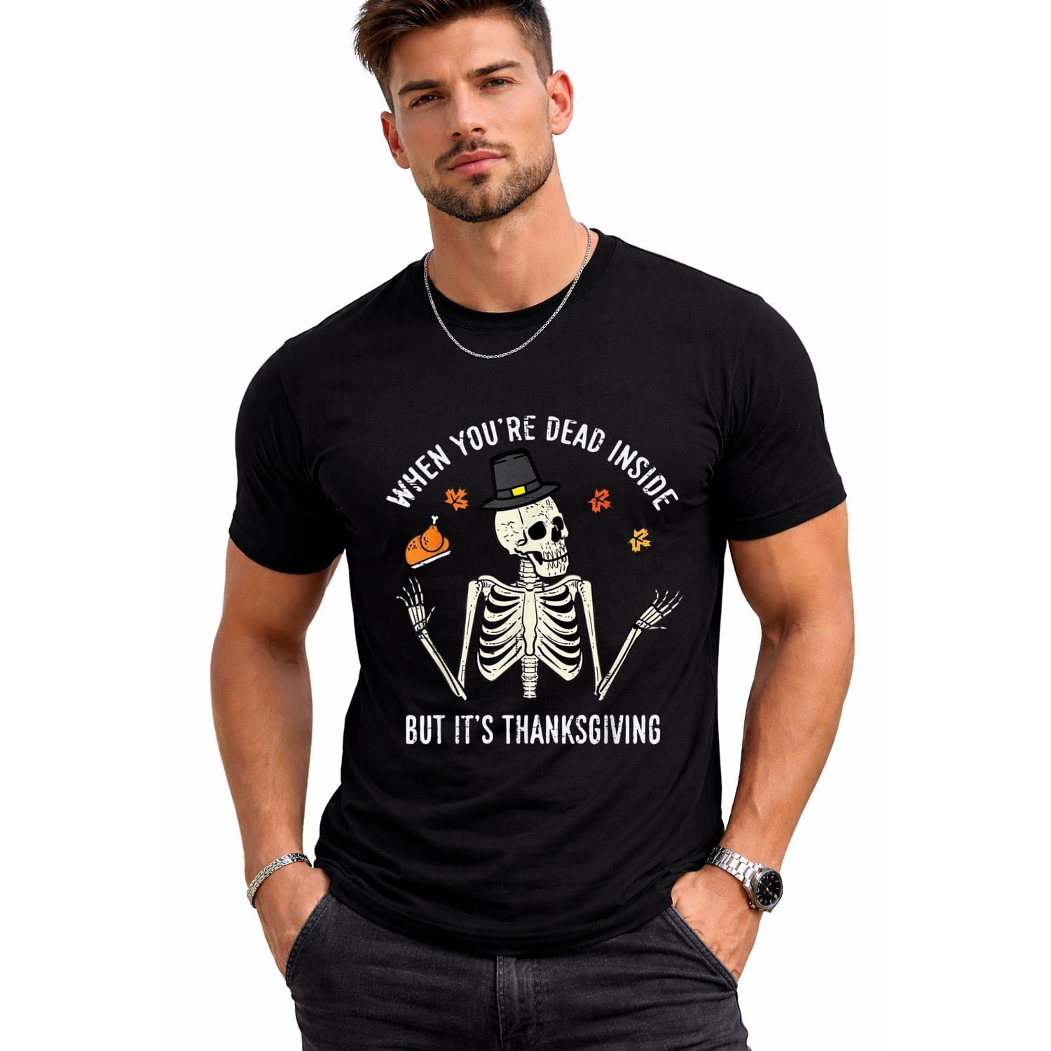 Dead Inside But Skeleton Fall Men Women T-Shirt - Walmart.com