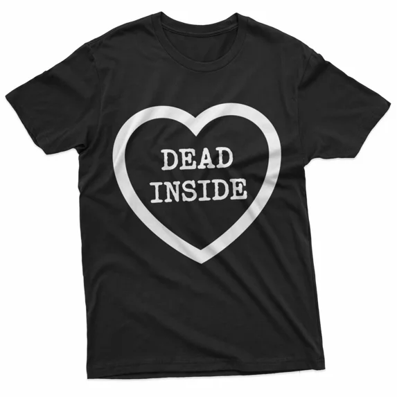 Dead Inside Heart Emo Tee with Bold Gothic Retro Graphic Design, for ...