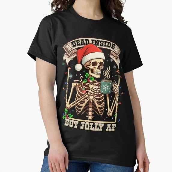 Dead Inside Skeleton Christmas, Funny Creepy Holiday Themed Humor ...