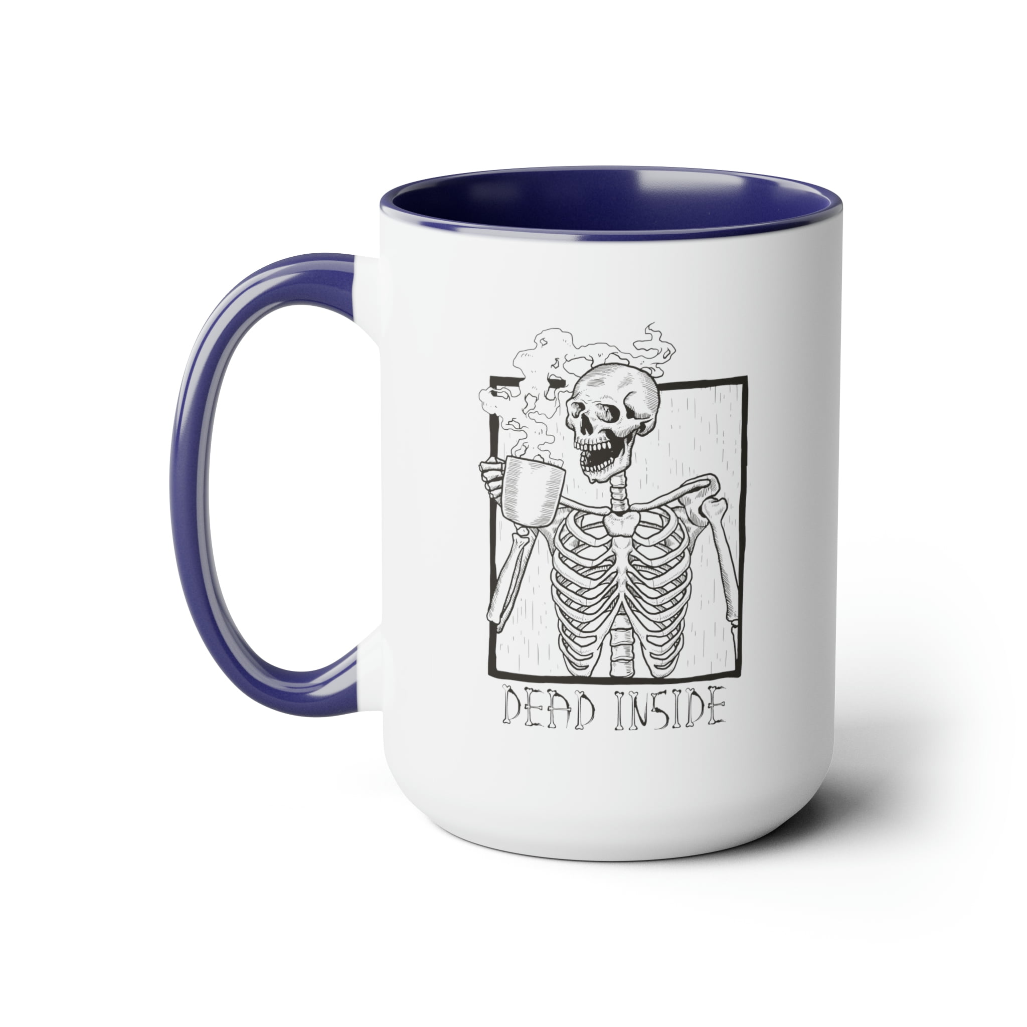 Dead Inside Skeleton Coffee Halloween Meme Two-Tone Coffee Mugs, 15oz - Walmart.com