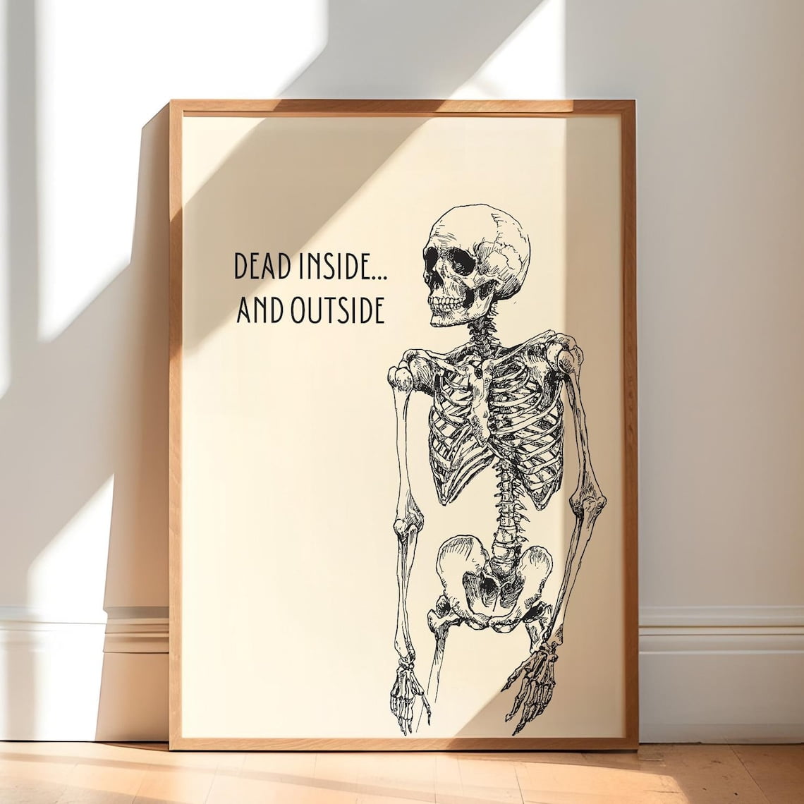 Dead Inside Skeleton Print, Wall Decor, Funny Skulls Skeletons, Black ...