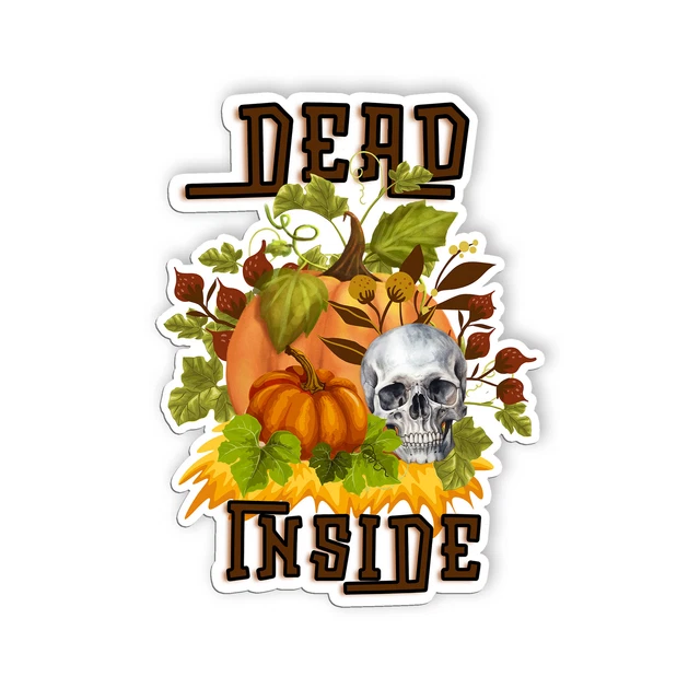 Dead Inside Stickers Skeleton Pumpkin Halloween Stickers Phone Decal ...