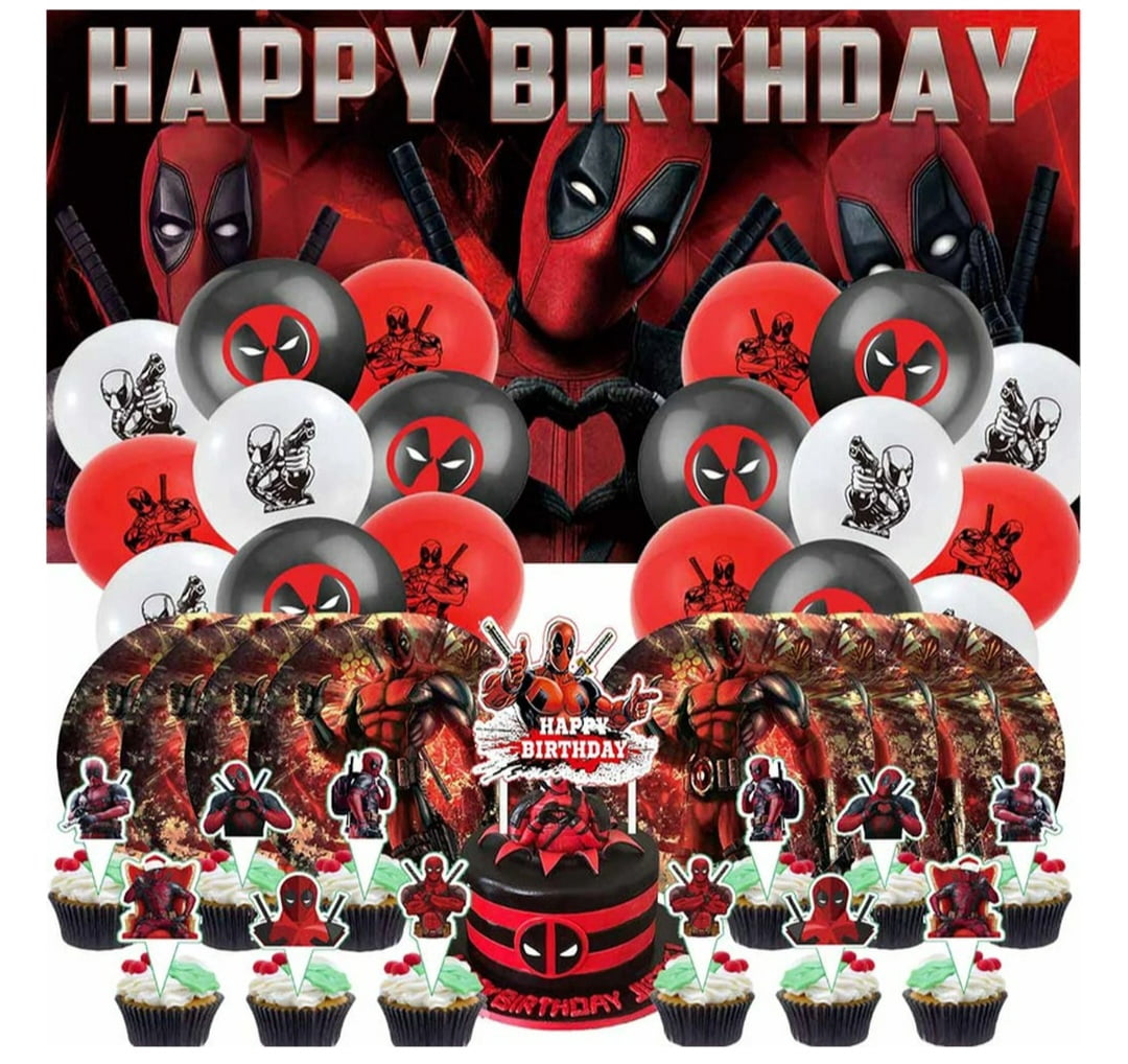 Dead Pool Party Banner Tableware Decorations Cake Topper Supplies ...