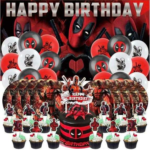 Dead Pool Birthday Party Supplies Balloons Paper Plates Decoration Cake ...