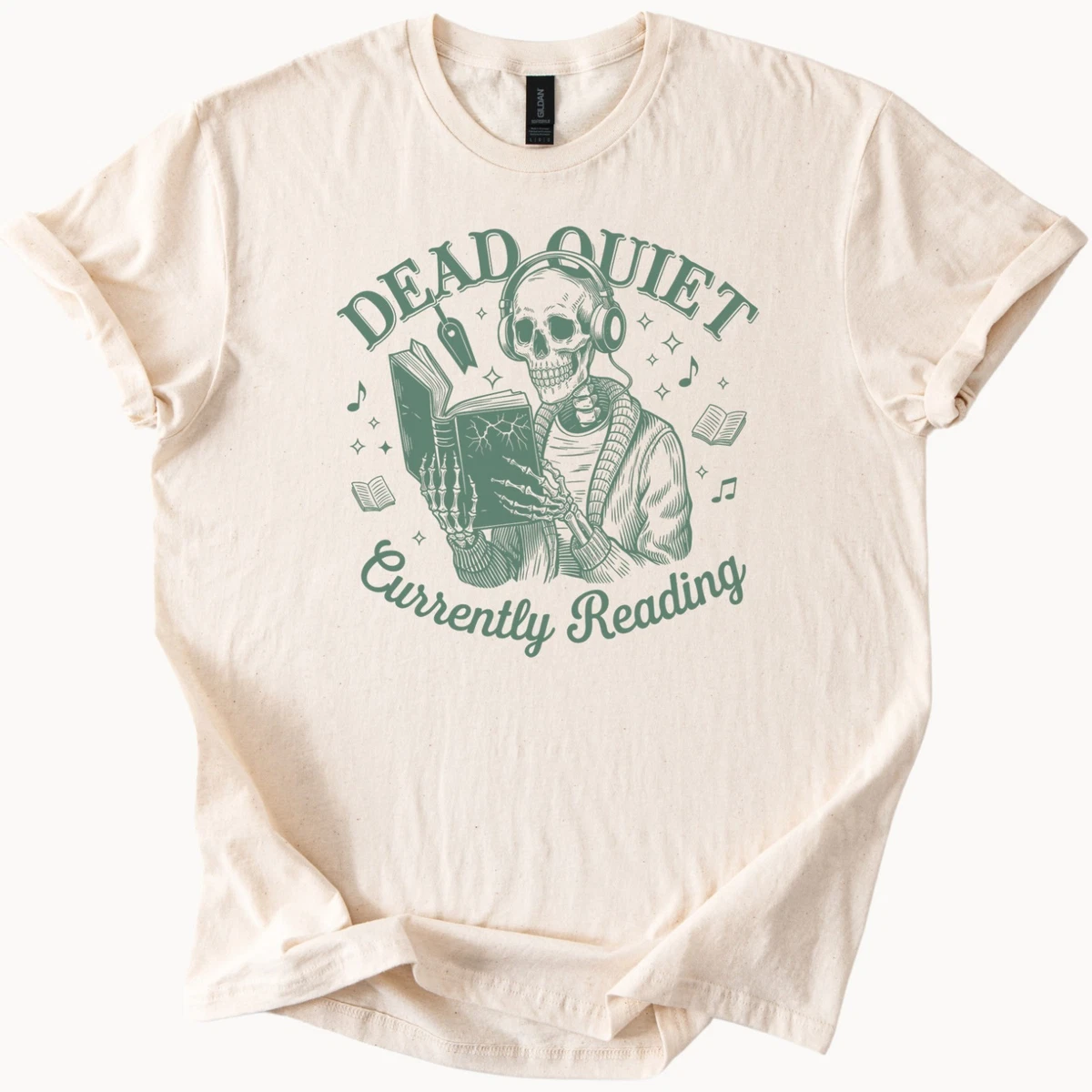 Dead Quiet Skeleton Reading Shirt Spooky Book Lover Graphic Tee ...