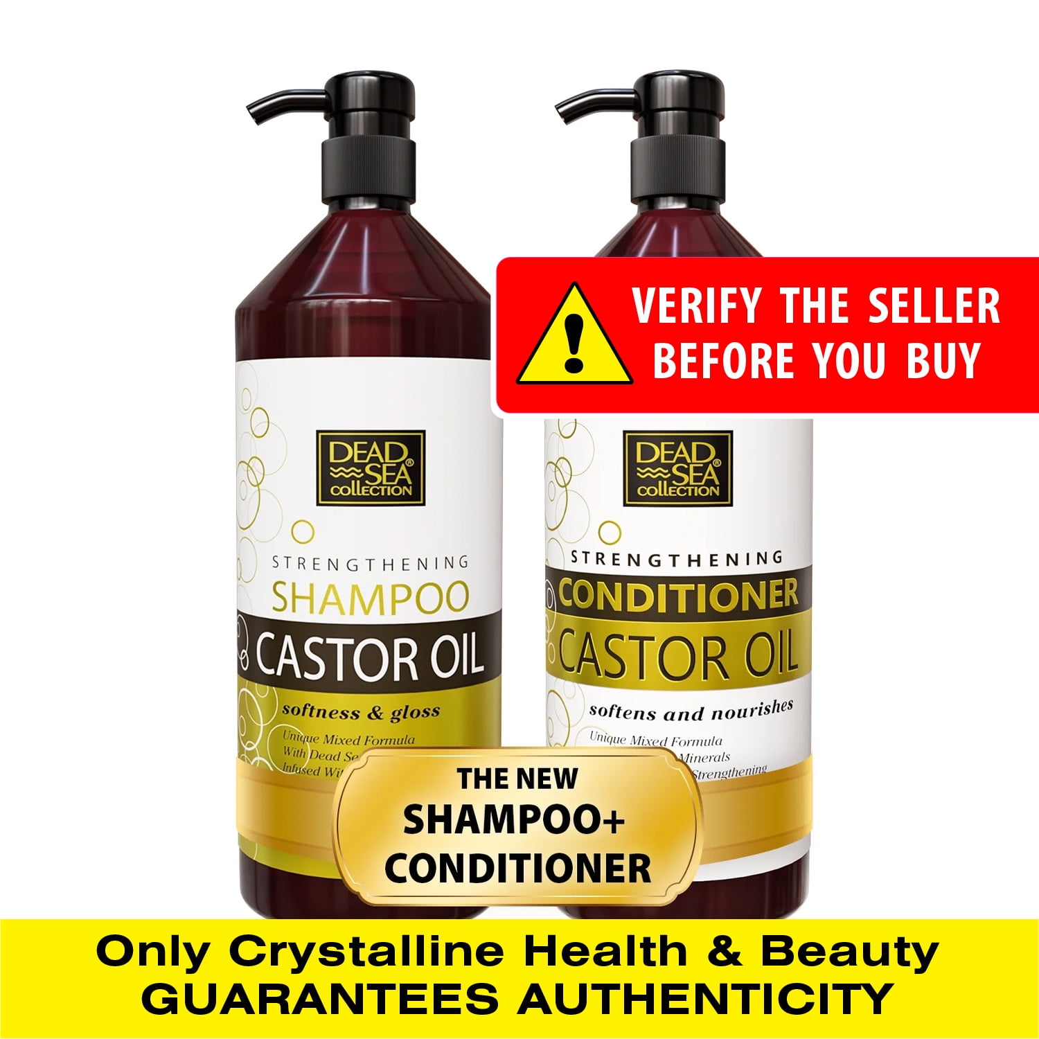 Dead Sea Collection Castor Oil Shampoo and Conditioner Set for ...