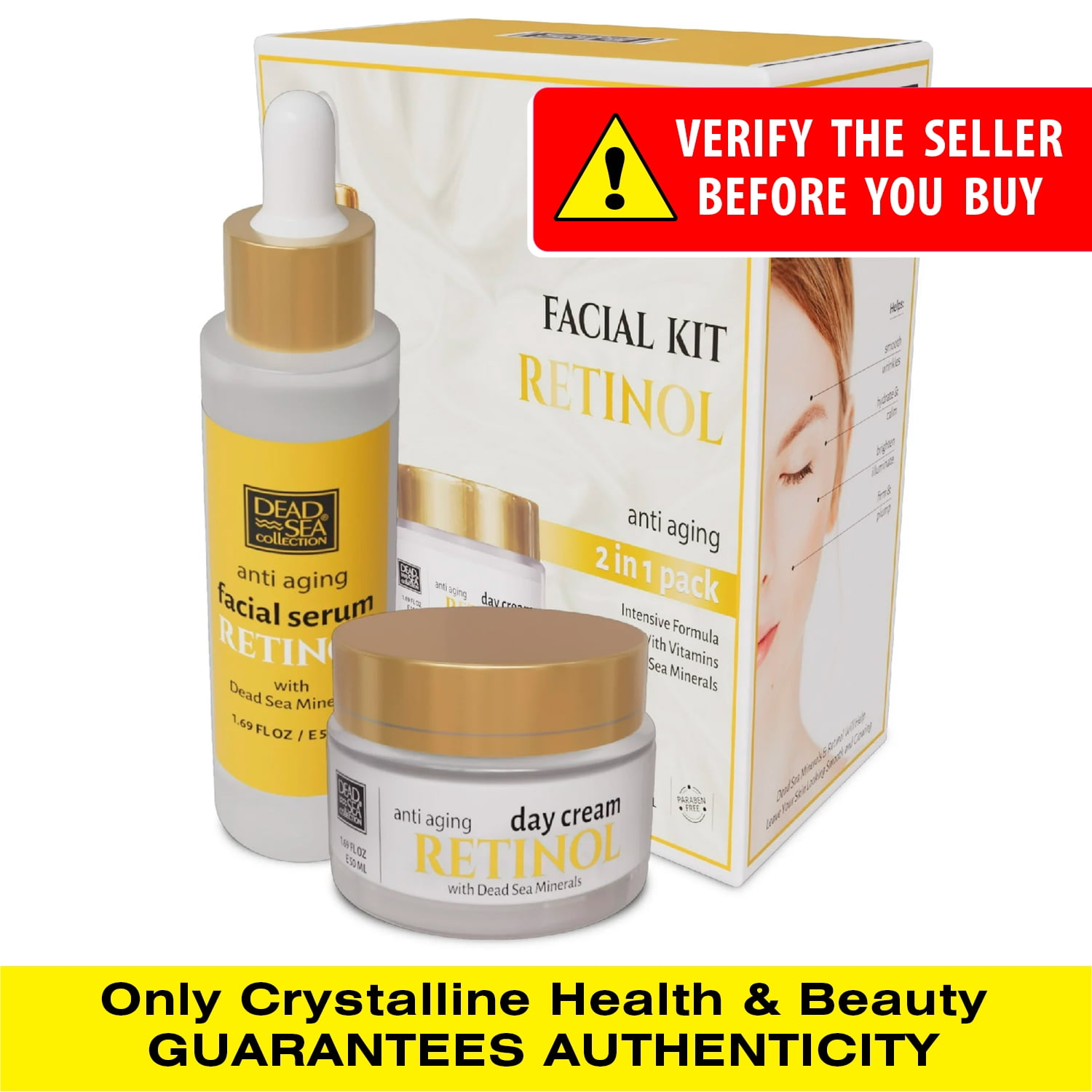 Dead Sea Collection Facial Kit Retinol - Day Cream (1.69fl.oz/50ml jar ...