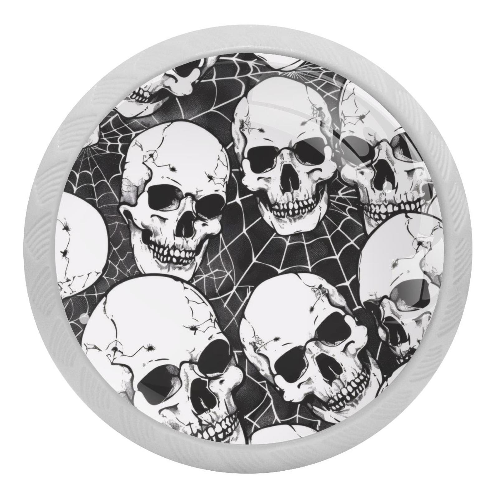 Dead Skull Spiderweb Crystal Glass Drawer Knob Pull Ergonomic 30mm ...