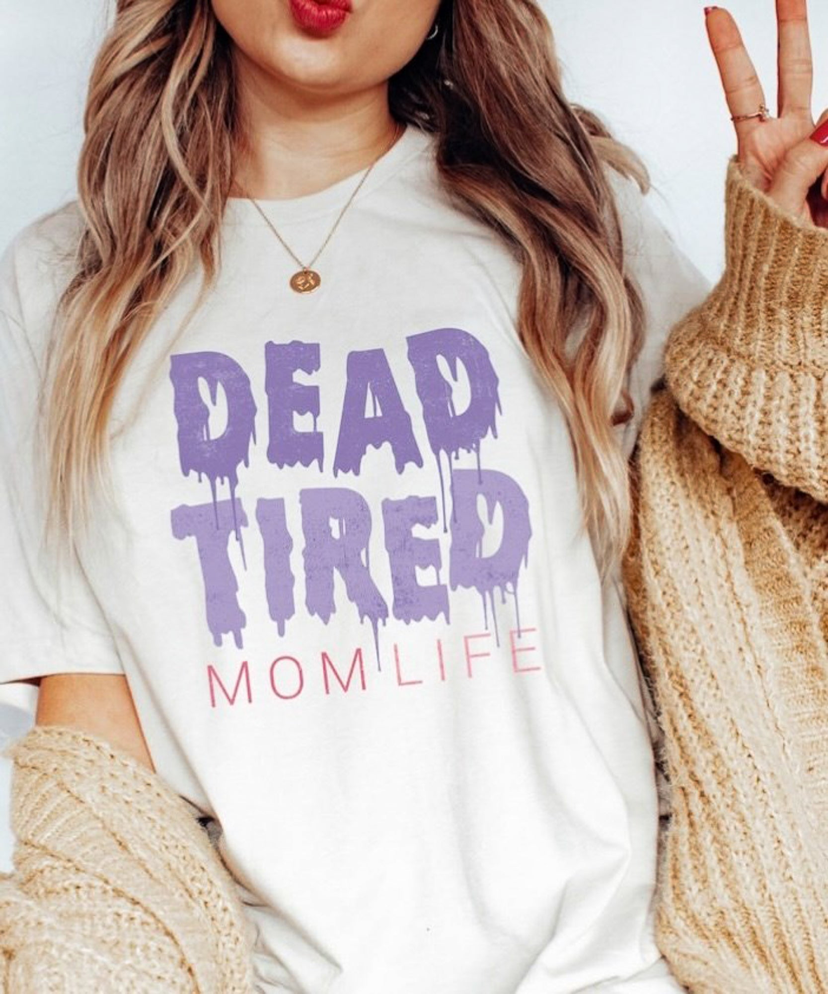 Dead Tired Mom Life Tee, Retail Fit, Shoulder-to-Shoulder Taping Shirt ...