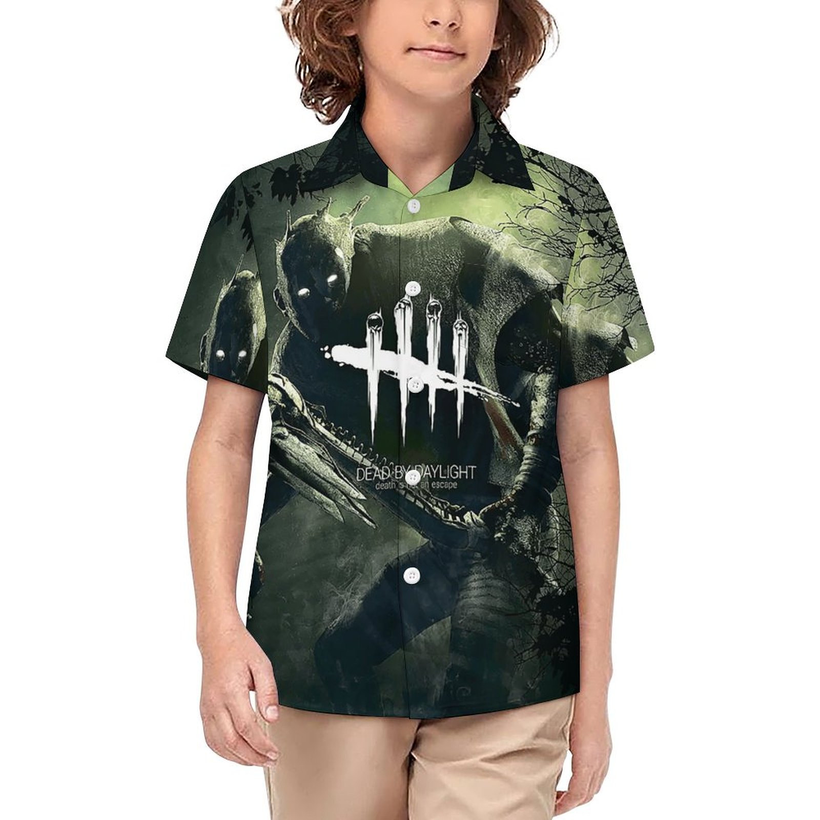 Dead by Daylight Boy's Button Down Hawaiian Shirt Short Sleeve, Kids ...