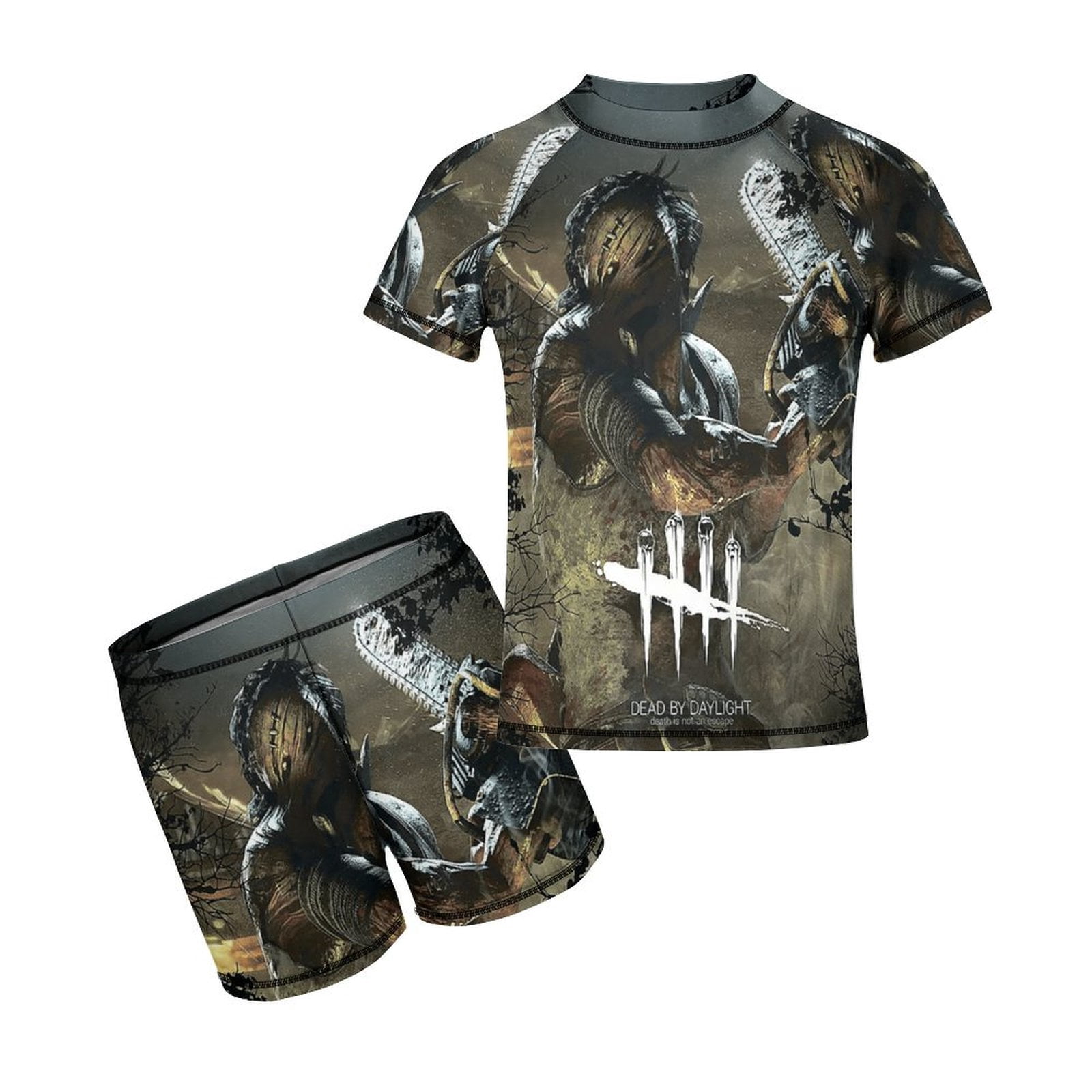 Dead by Daylight Boys 2-Piece Swimsuit Set, Short Sleeve Rash Guard ...