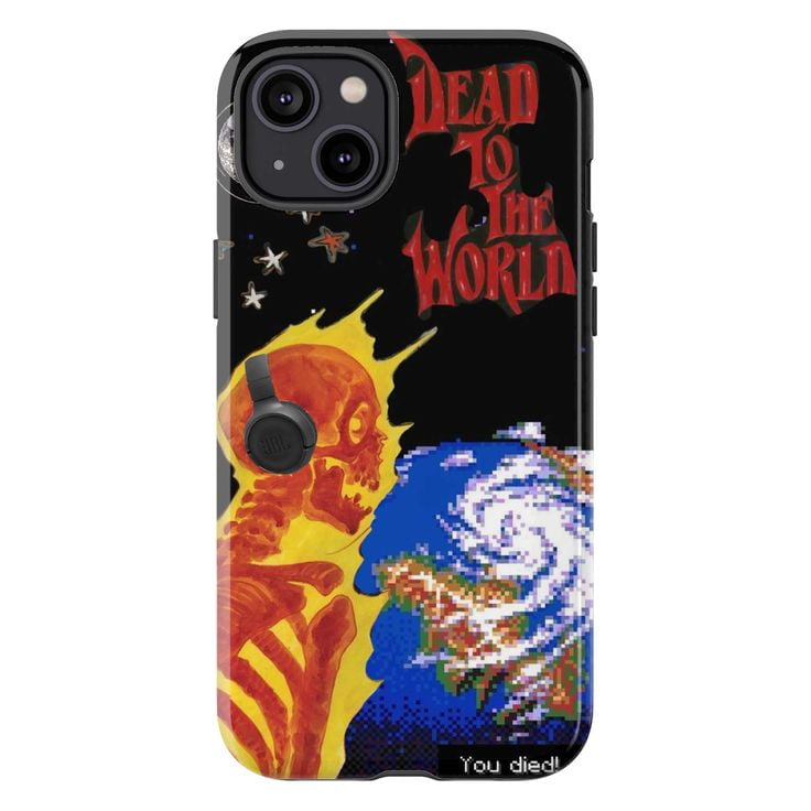 Dead to the World Phone Case, Skeleton vs Earth Pixel Art Design, Edgy ...