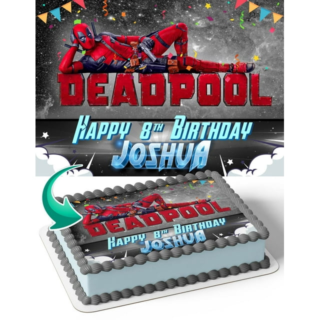 DeadPool DP1 Edible Image Cake Topper Personalized Birthday Sheet Decal ...