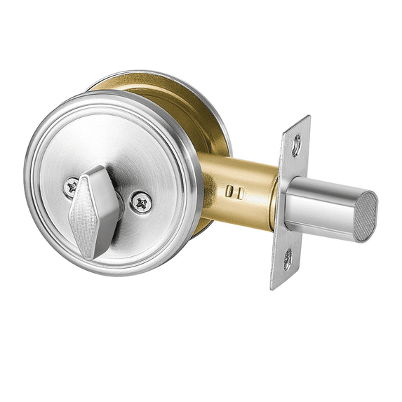 Deadbolt Lock Single Cylinder - Satin Nickel, 3 Keys - Round Front ...