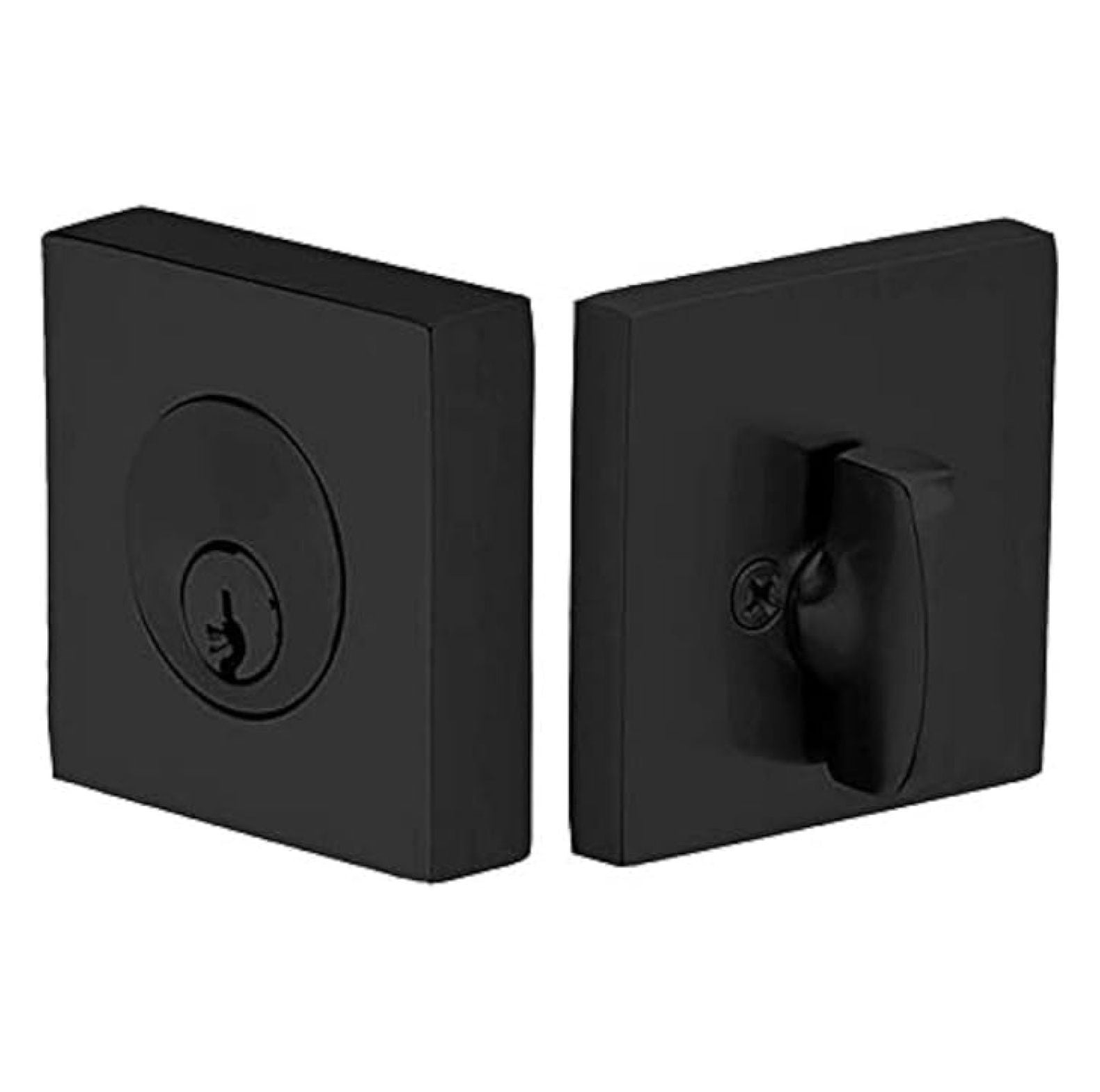 Deadbolt, Single Cylinder, Square, Solid Brass, Door Thickness: 1-3/4 ...