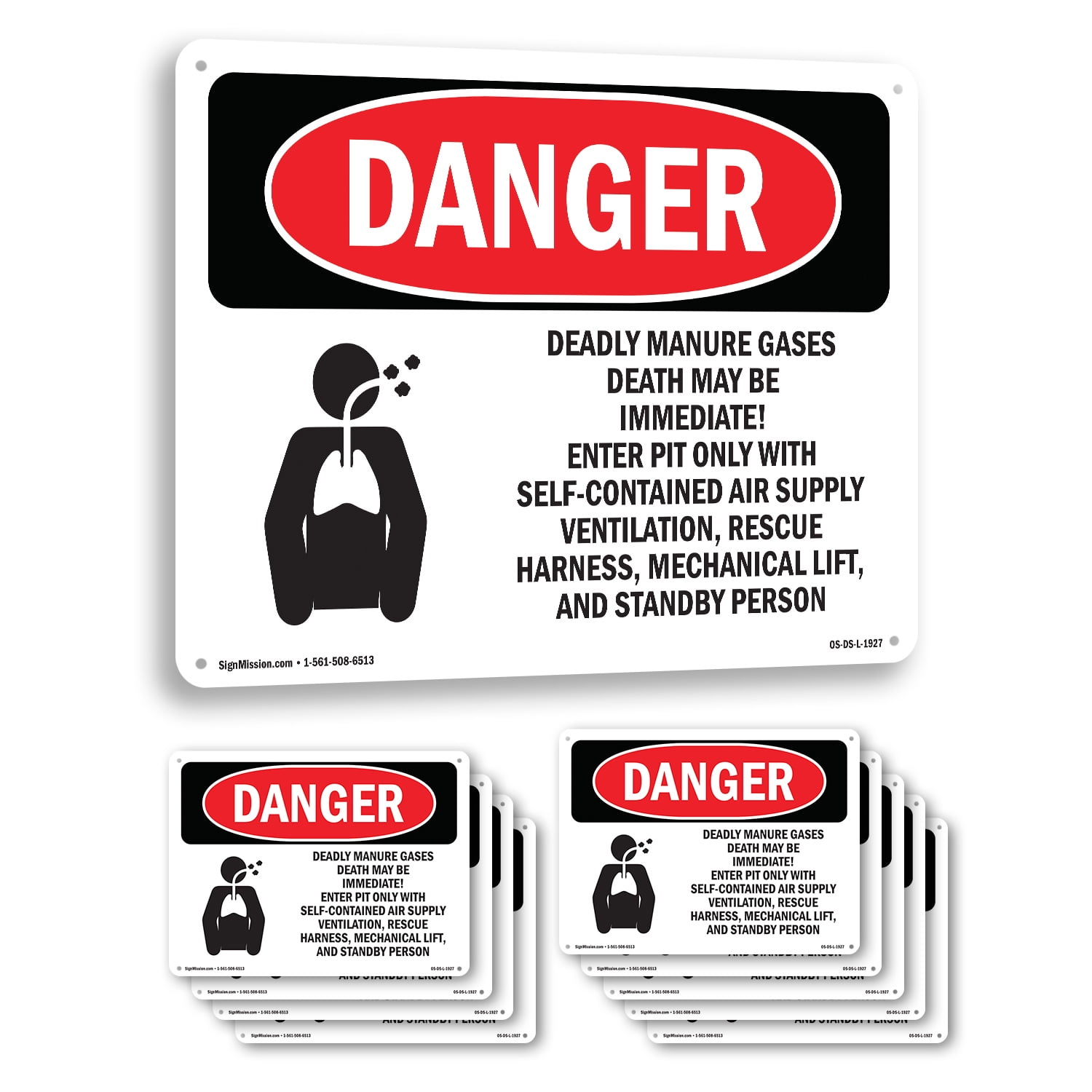 Deadly Manure Gas Hazard OSHA Danger Aluminum Sign 10 Inch x 7 Inch ...