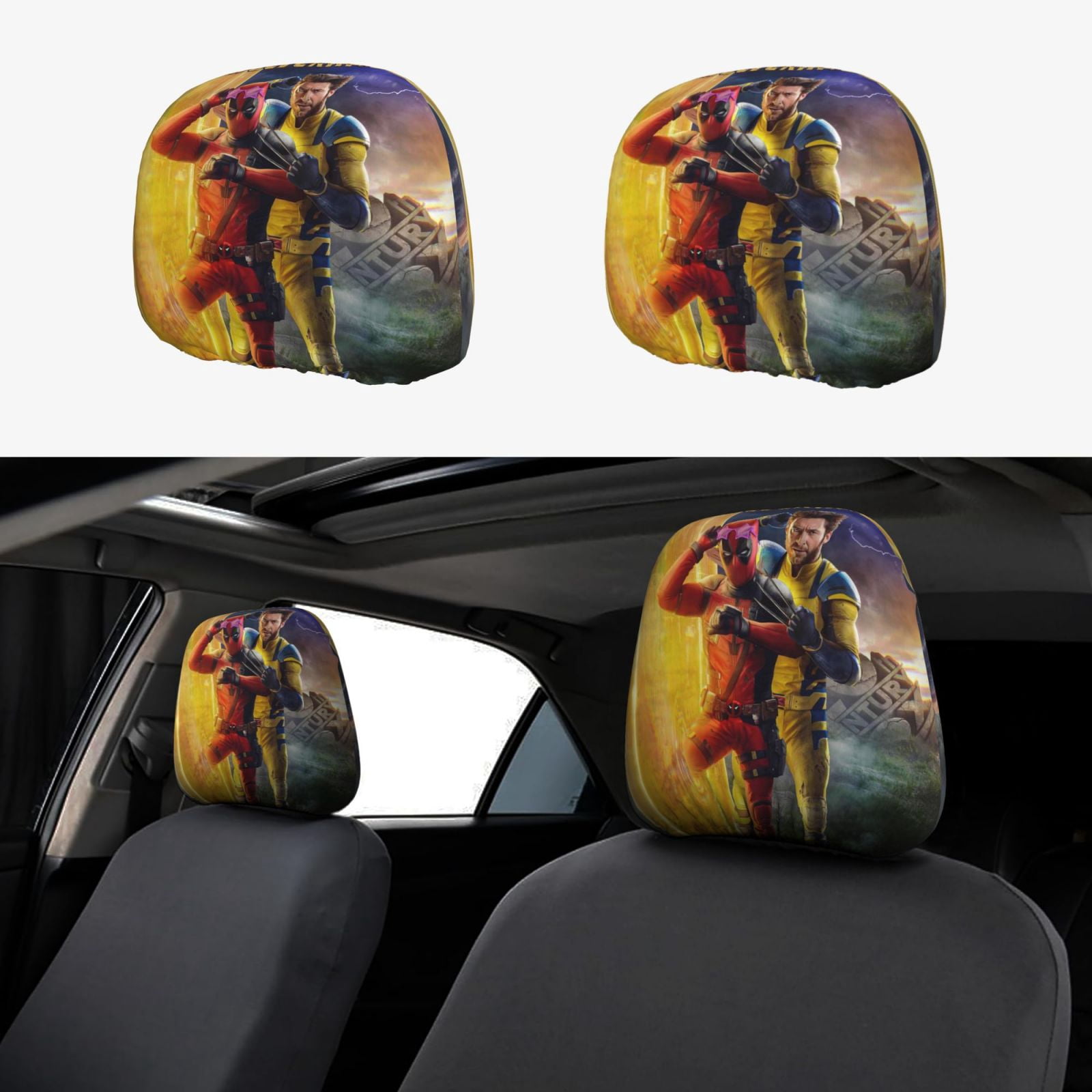 Deadpoo-L Wolverin-E Car Headrest Covers 2 Pcs,Car Head Rest Cover ...