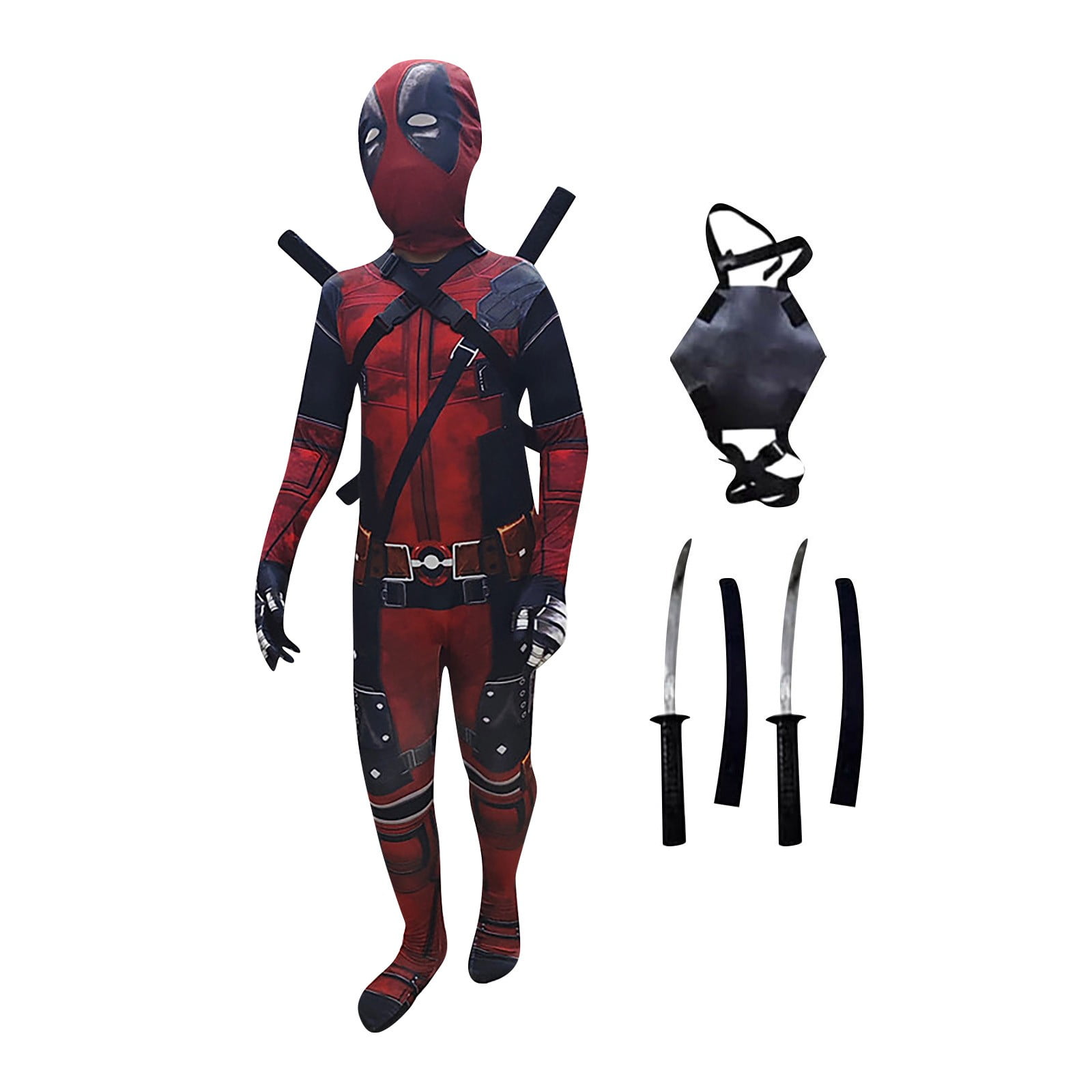 Deadpoo-l Costume Boys and Adult Halloween Deadp-ool Jumpsuit Sets ...