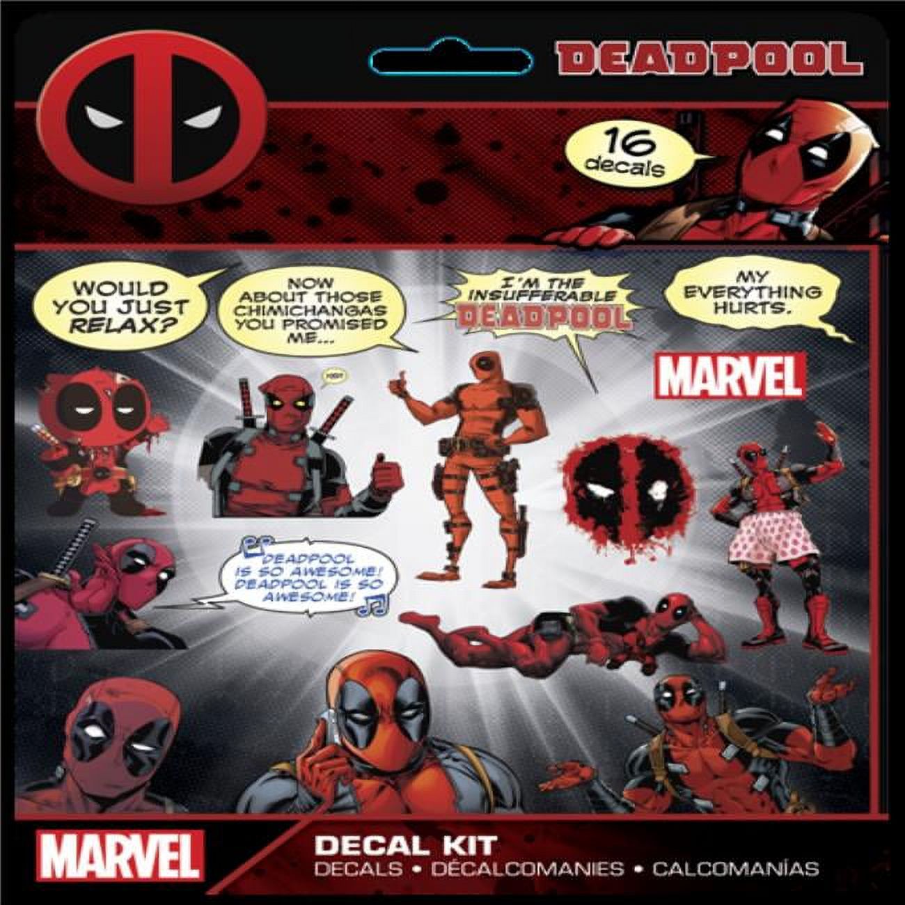 Deadpool 16 Piece Marvel Deadpool Decal Kit - Walmart.com