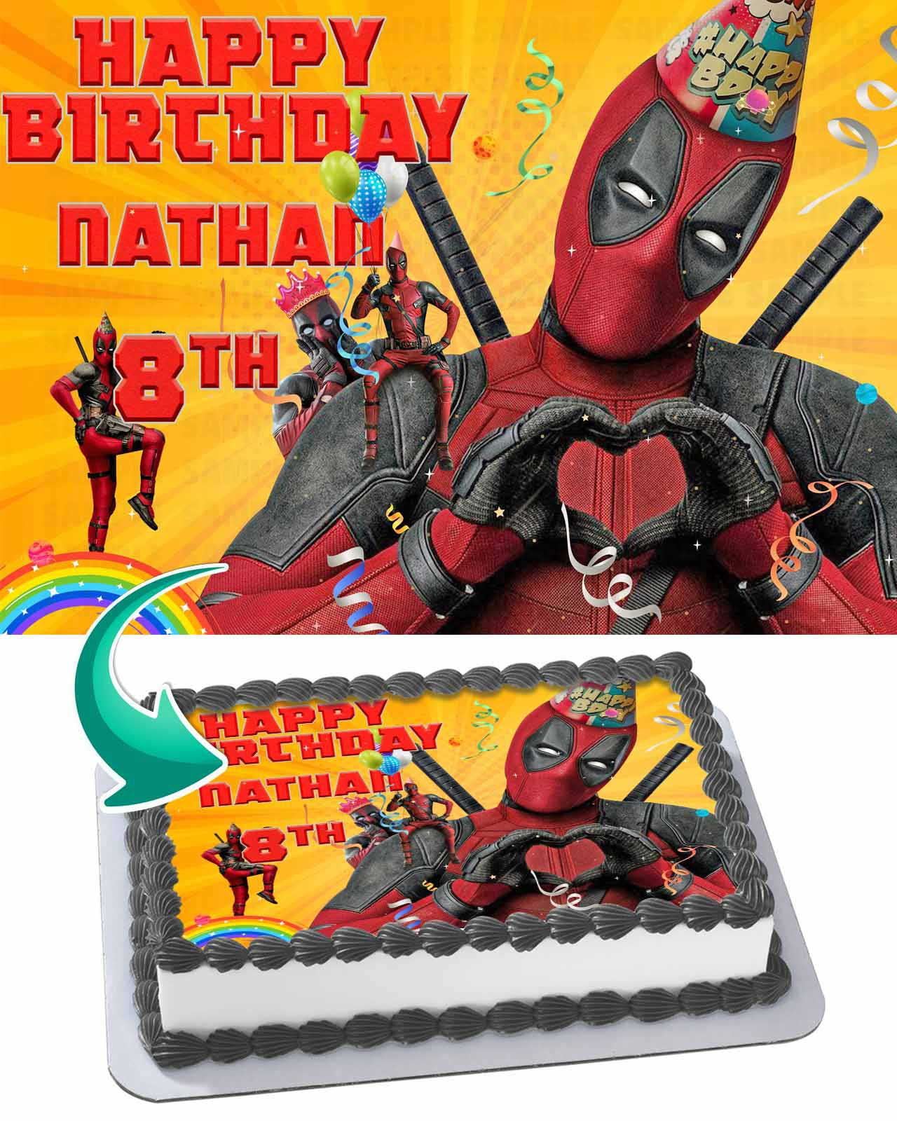 Deadpool 2021 Edible Image Cake Topper Personalized Birthday Sheet ...