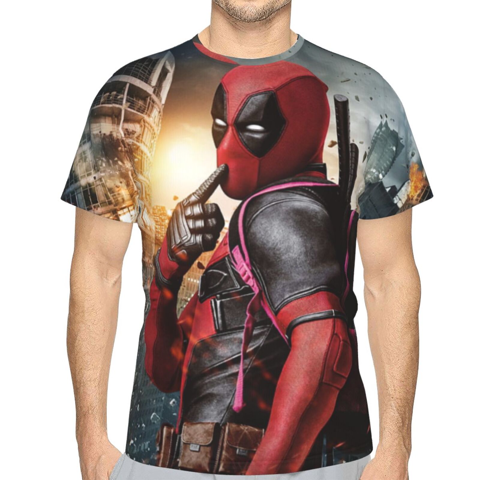 Deadpool 3d Graphic Print Shirts Casual Short Sleeve Tee Shirts Top For ...