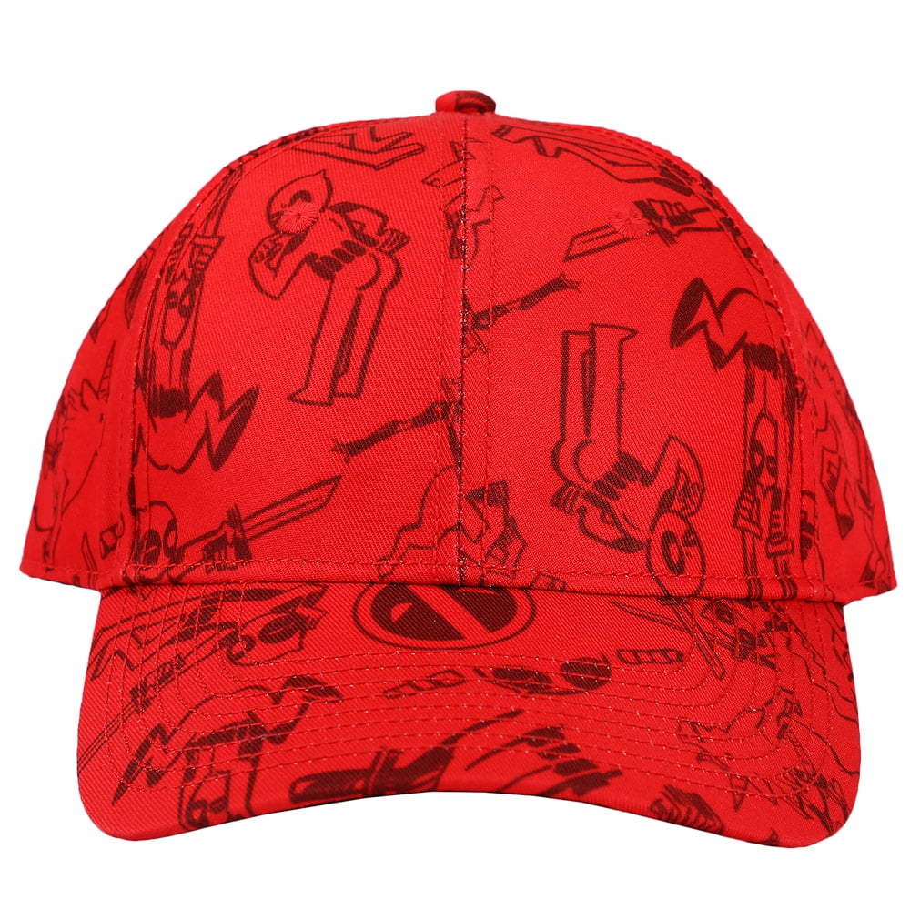 Deadpool All Over Print Red Cotton Twill Ballcap Hat - Walmart.com