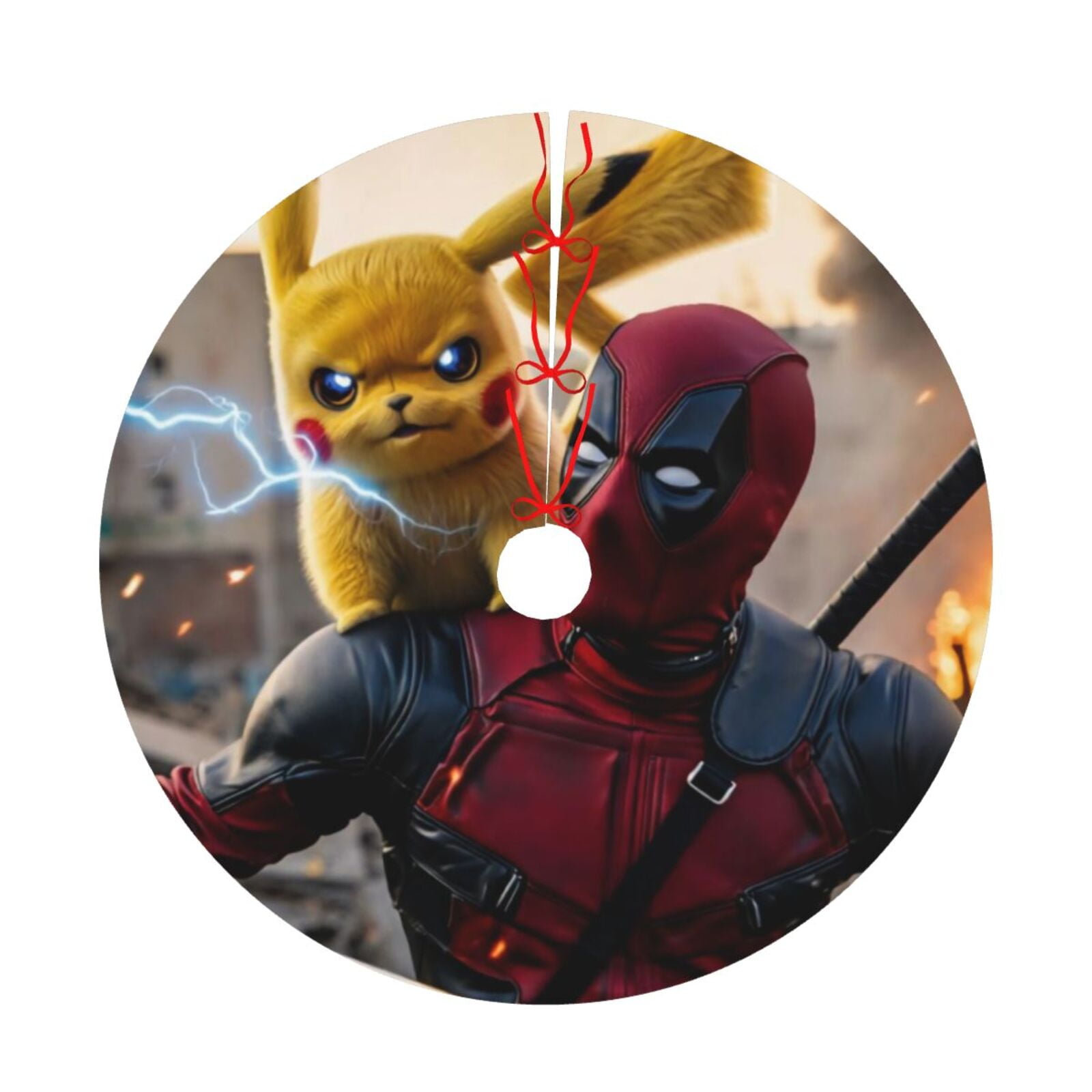 Deadpool And Pikachu Christmas Tree Skirt 36 inch,Farmhouse Holiday ...