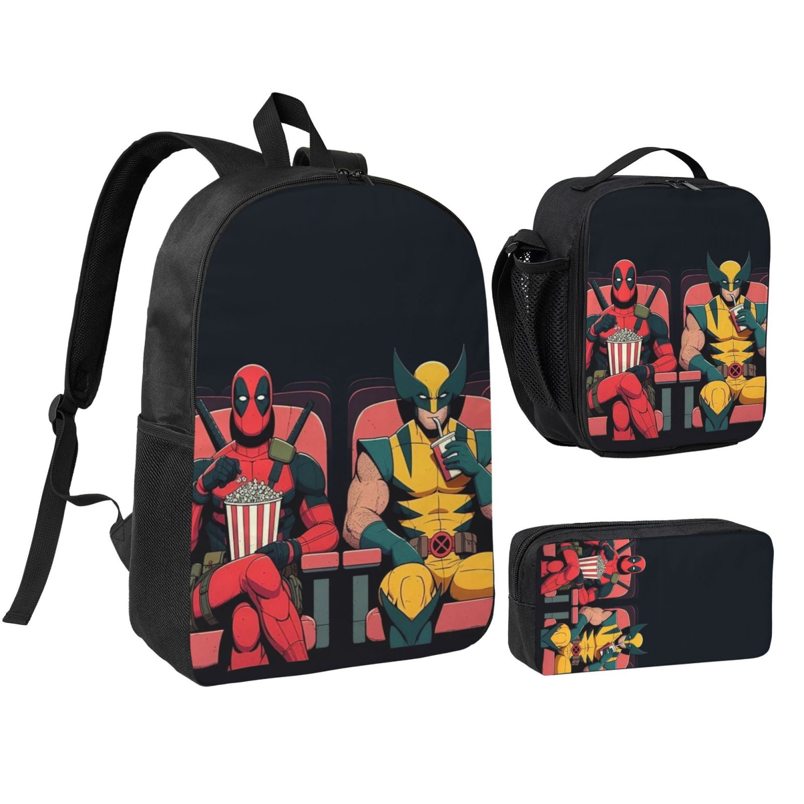 Deadpool And Wolverine Backpack Set 3-Piece , bag with lunch bag & case ...