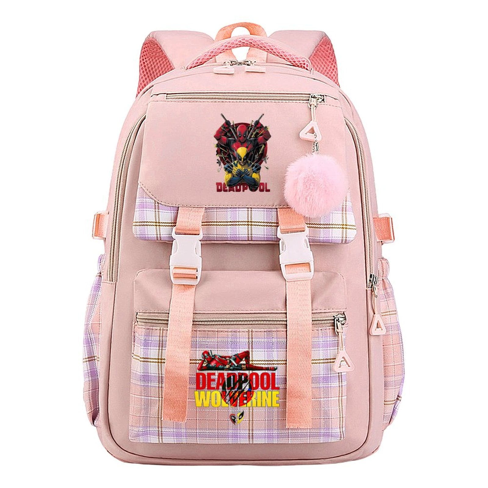 Deadpool And Wolverine Backpack with Plush Pendant, 17.3inch Waterproof ...