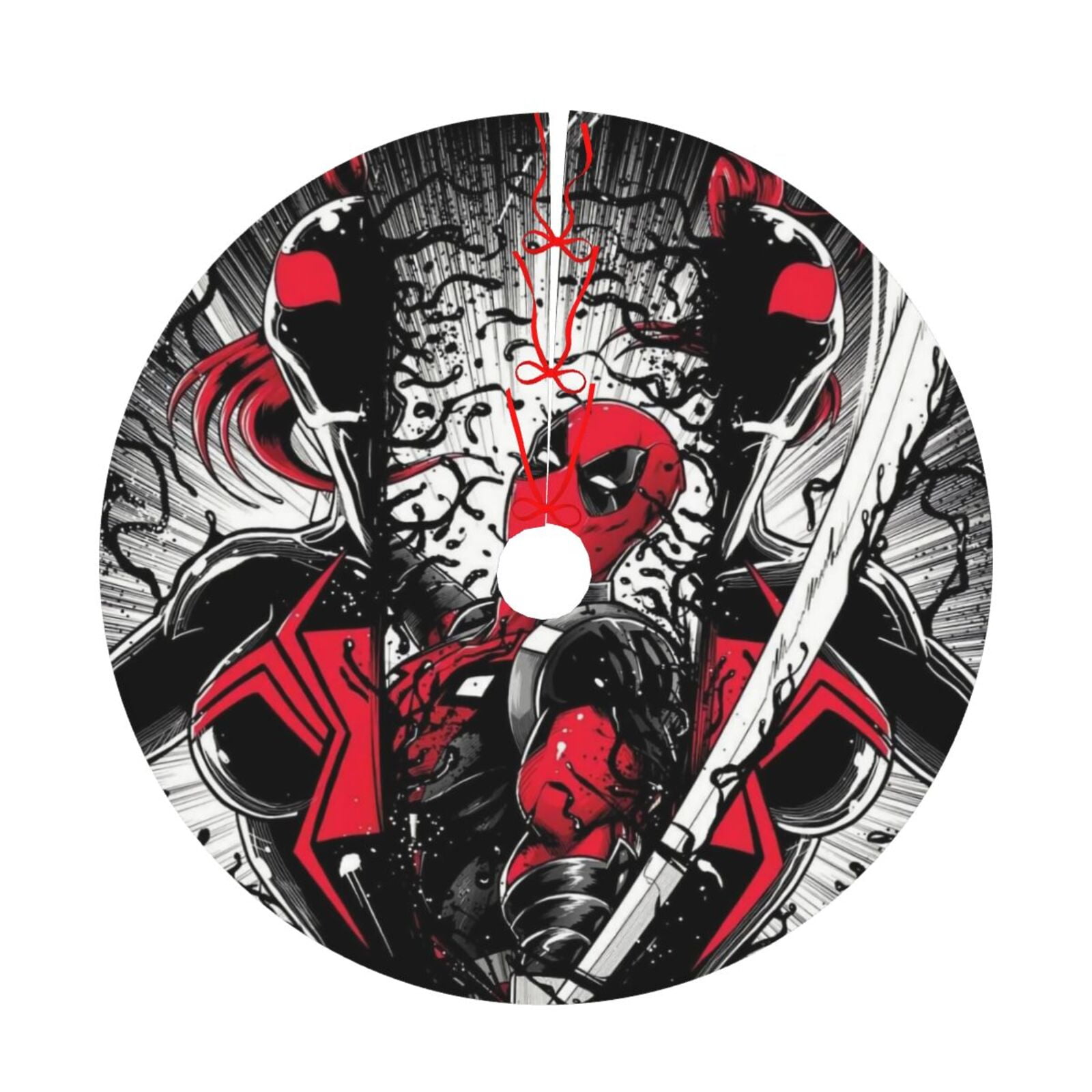 Deadpool And Wolverine Christmas Tree Skirt Soft and Funny Red Green ...