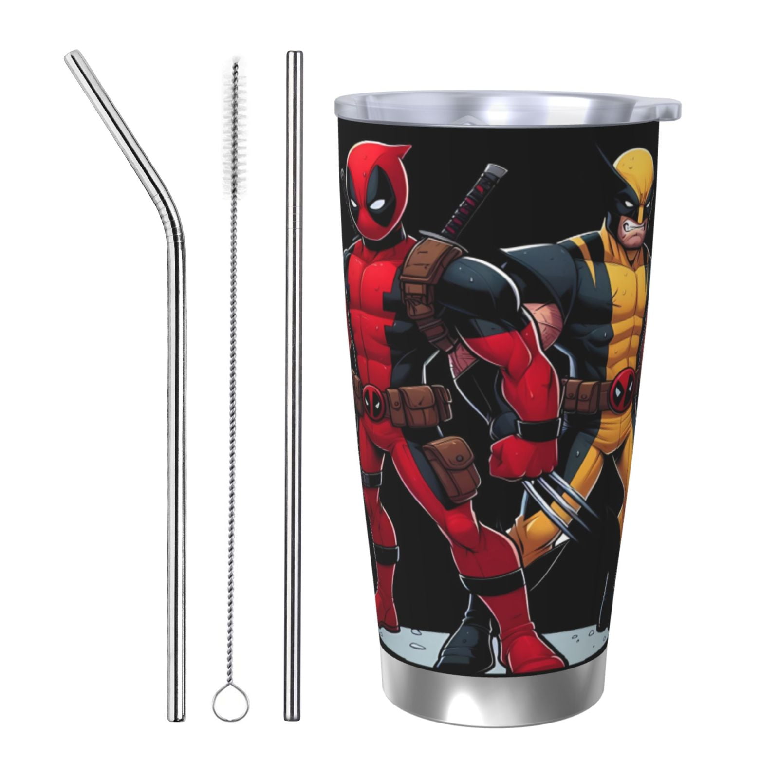 Deadpool And Wolverine Coffee Mug with Lid, 20 oz – Cupholder Friendly ...