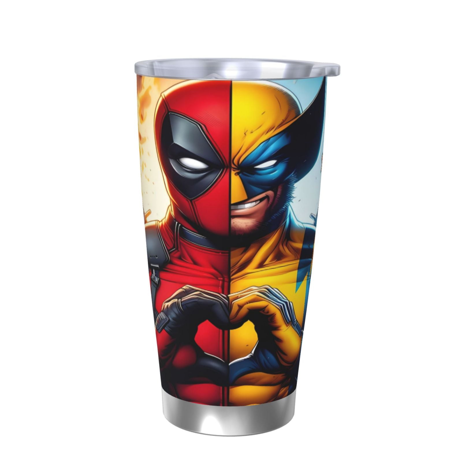 Deadpool And Wolverine Coffee Mug with Lid, 20 oz – Cupholder Friendly ...