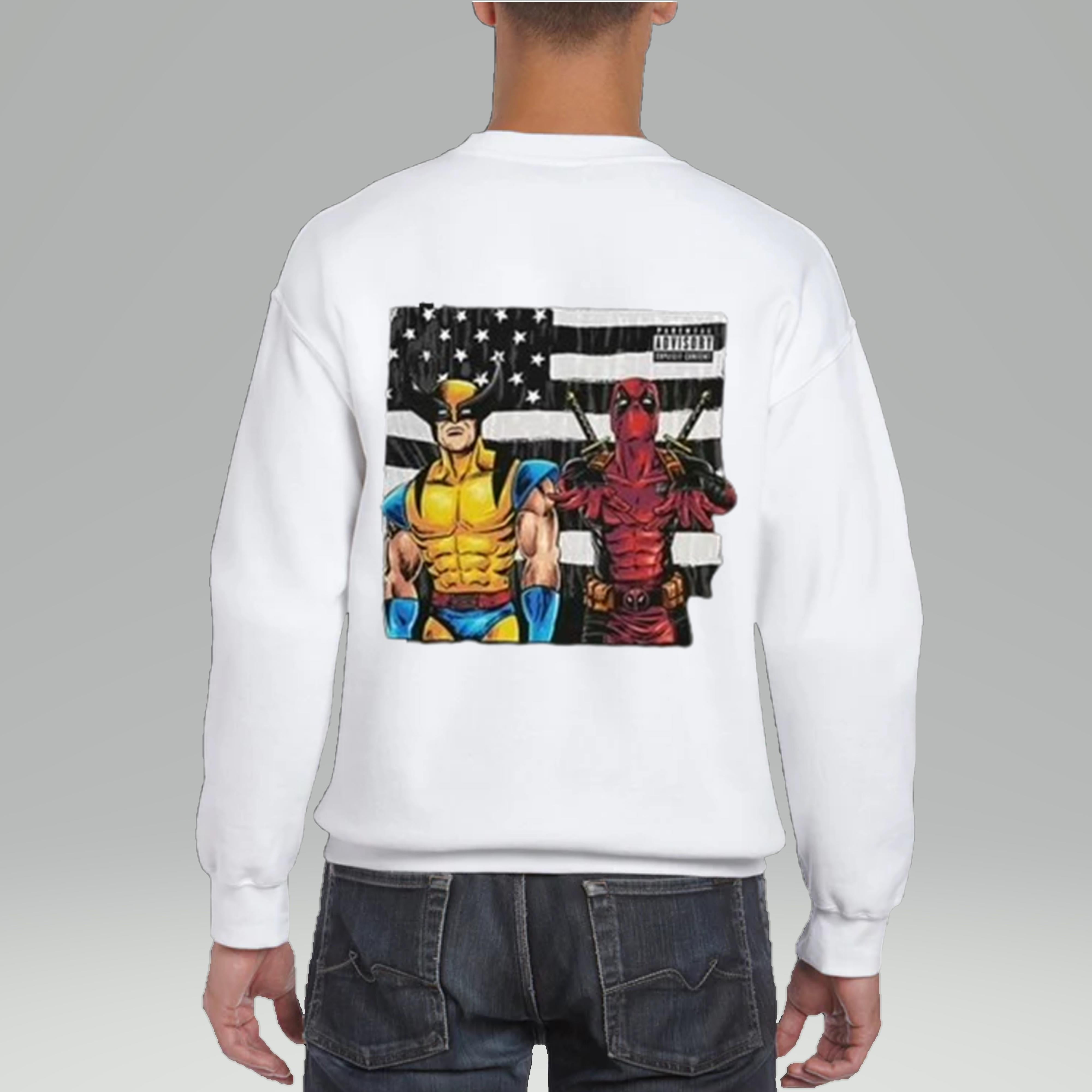 Deadpool And Wolverine Hip-Hop Stars Sweatshirt Back Side, Men'S And ...