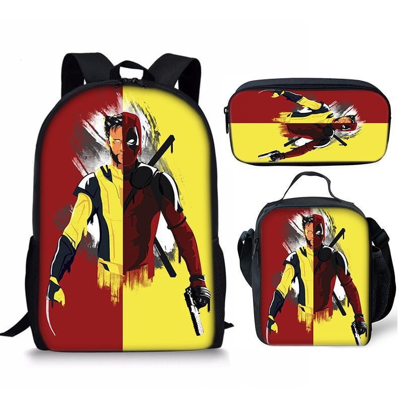 Deadpool Anime Backpack Set 3 Pieces with Lunch Bag and Pencil Case for ...