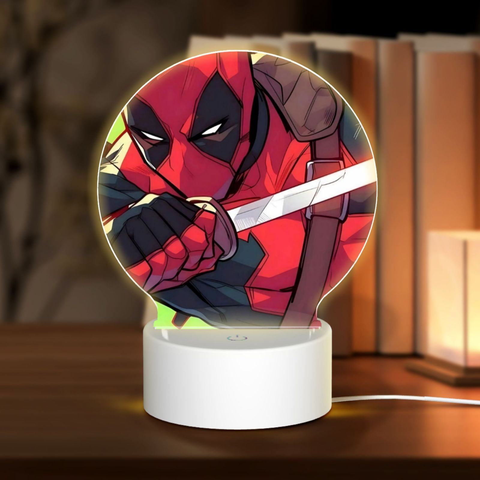 Deadpool Anime Round Acrylic Night Light Is Suitable For Rooms ...