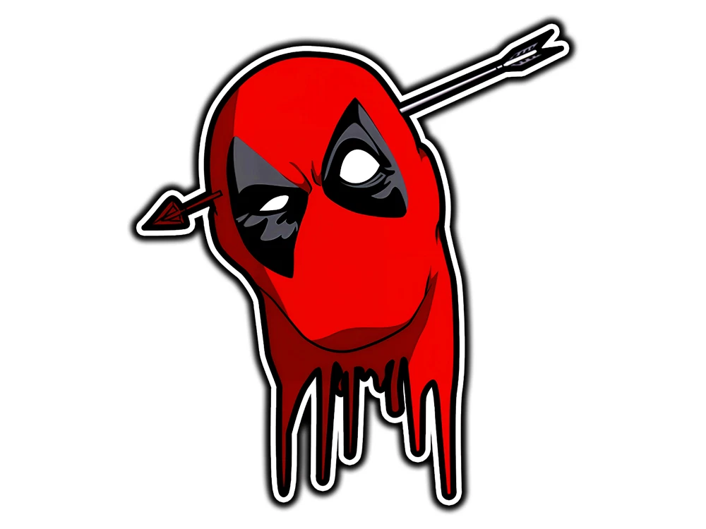 Deadpool Arrow In Head Sticker Cartoon Sticker, Phone Decal Water ...