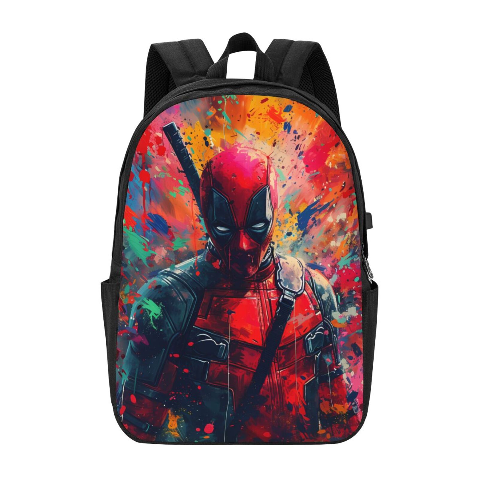 Deadpool Backpack With USB Charging Port, Travel Laptop Backpack, Water ...