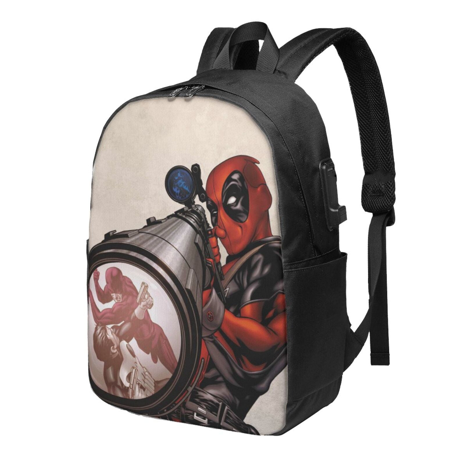 Deadpool Backpack With USB Charging Port, Travel Laptop Backpack, Water ...