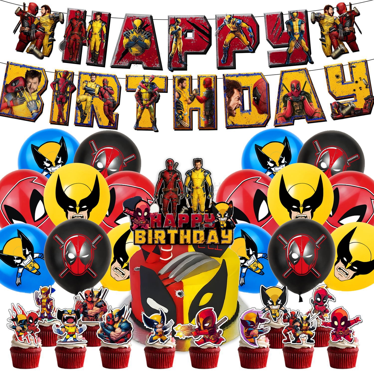 Deadpool Birthday Party Decorations, Superhero Wolverine Party Supplies ...