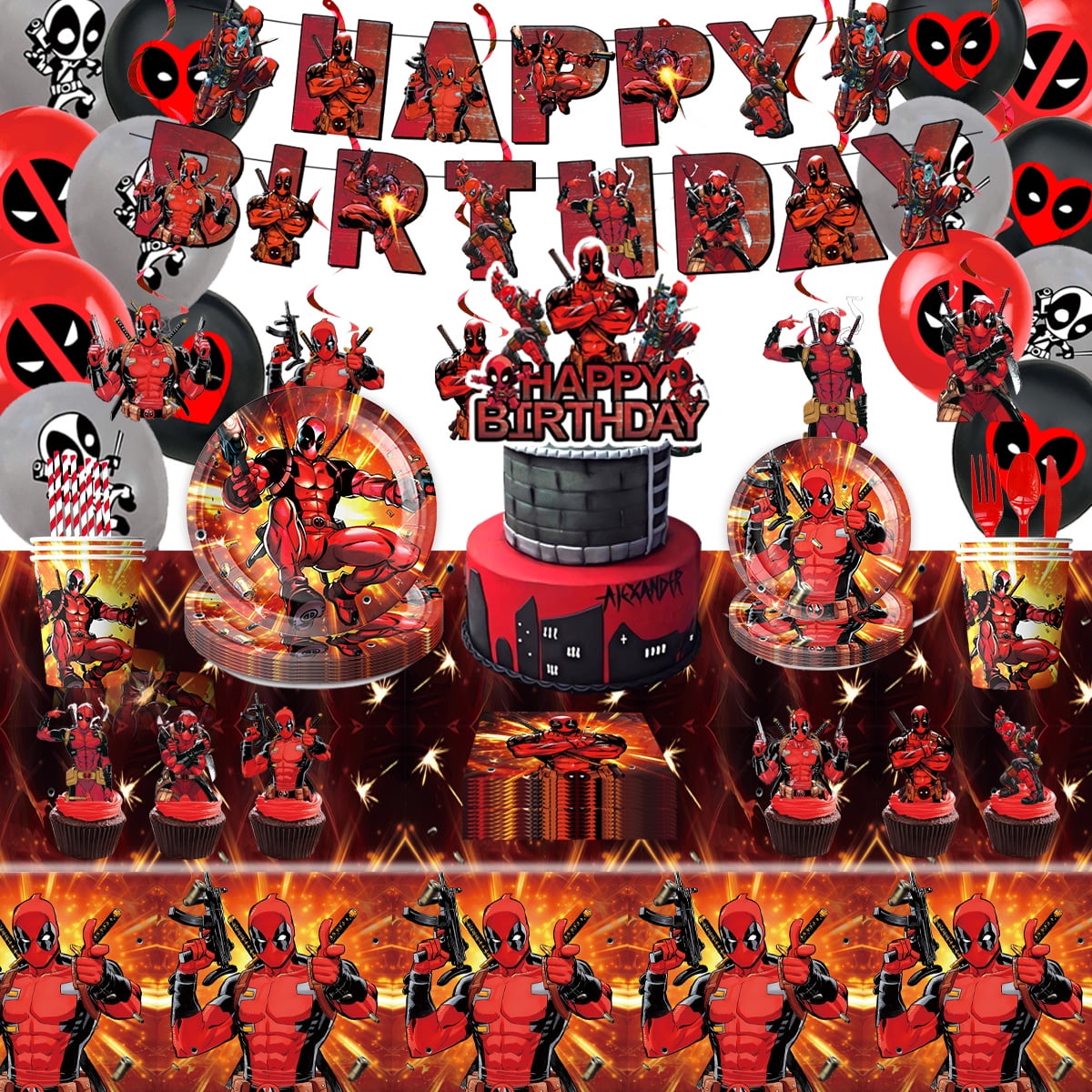 Deadpool Birthday Party Supplies, Deadpool Party Decorations Set ...