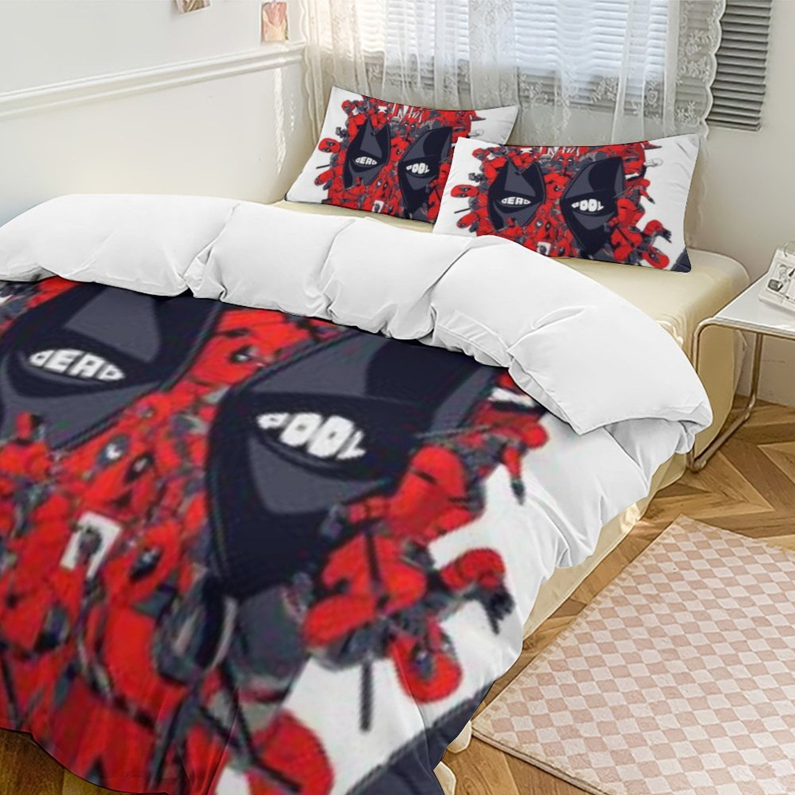 Deadpool Cartoon Shower Curtain Set for Bathroom 4 Piece Bathroom ...