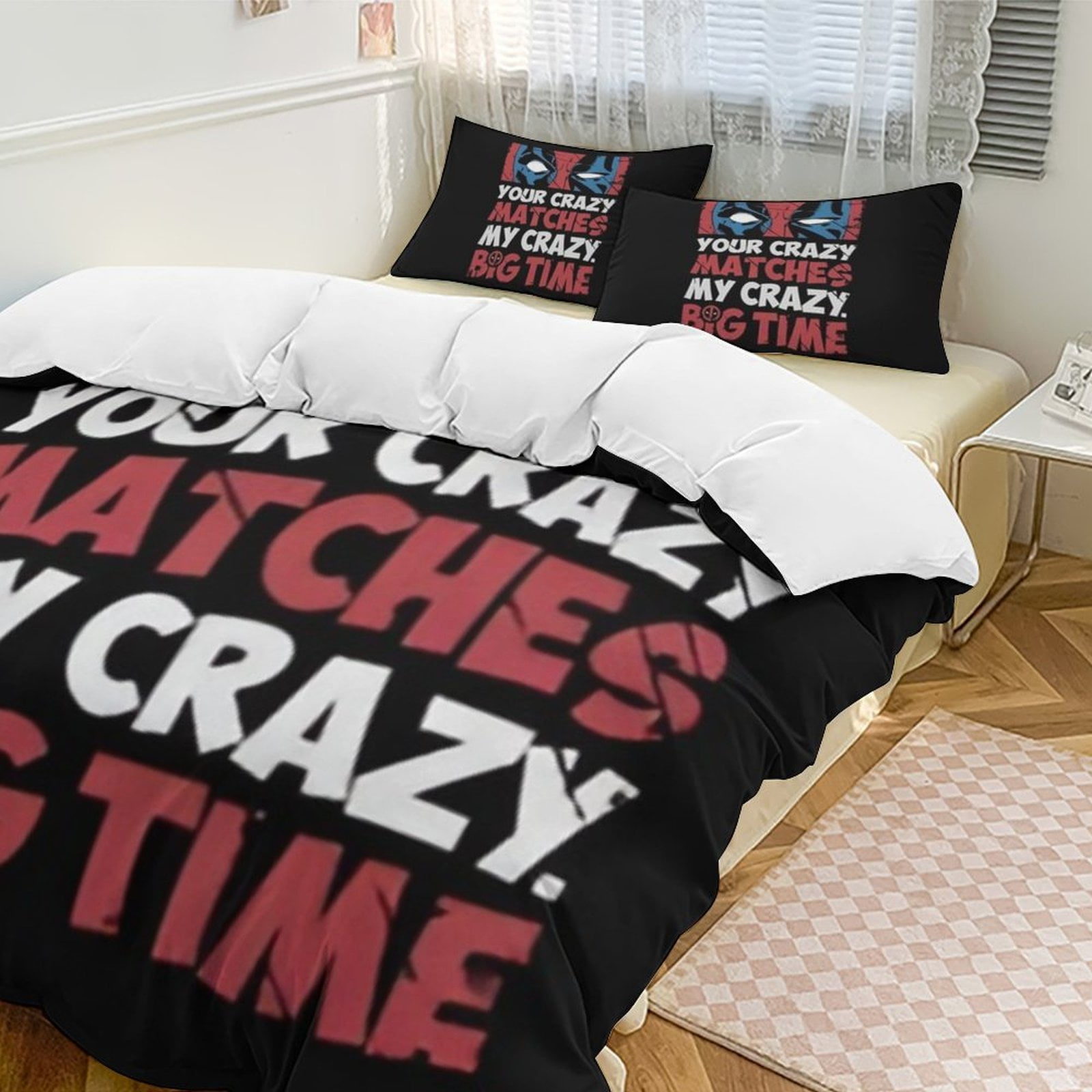 Deadpool Cartoon Shower Curtain Set for Bathroom 4 Piece Bathroom ...