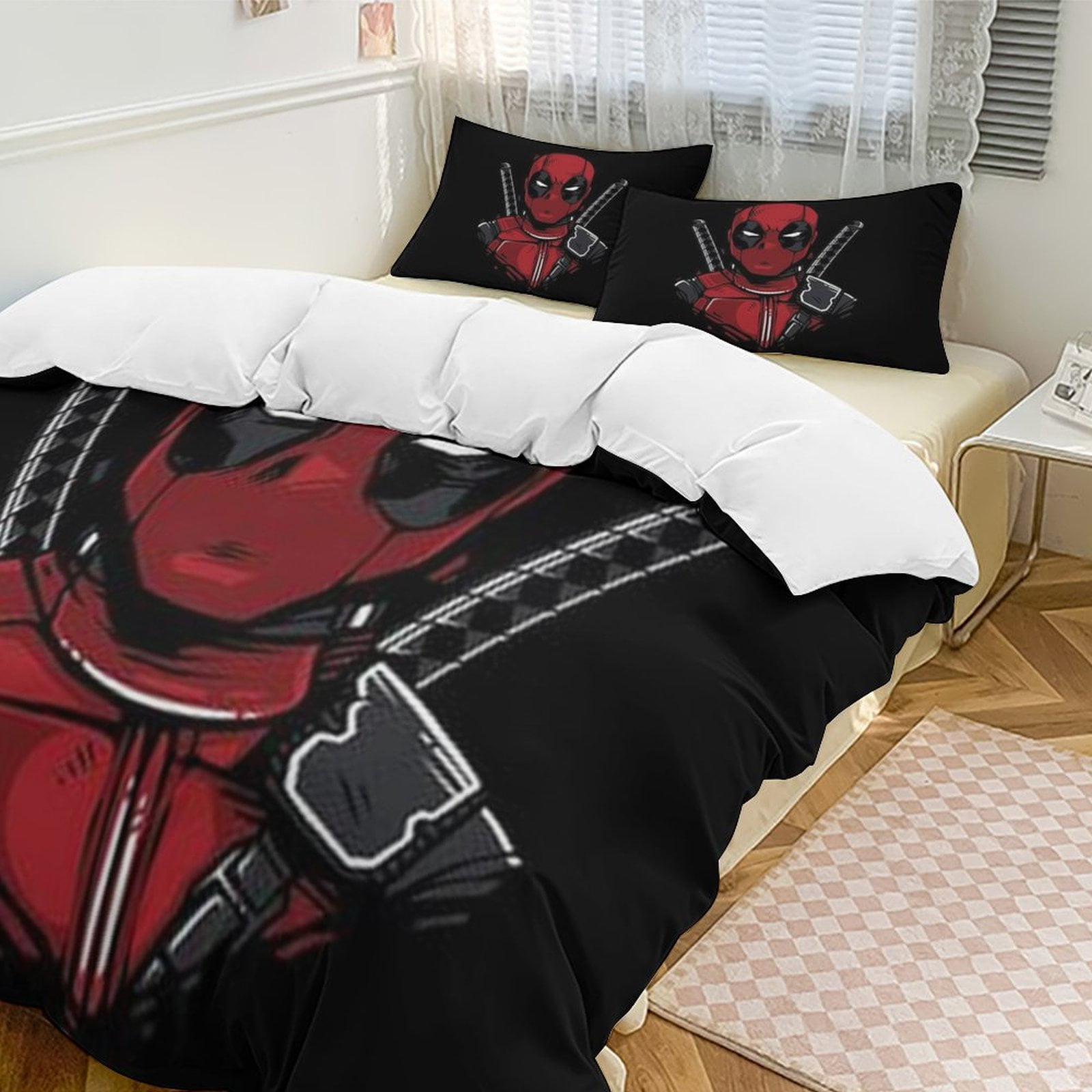 Deadpool Cartoon Shower Curtain Set for Bathroom 4 Piece Bathroom ...