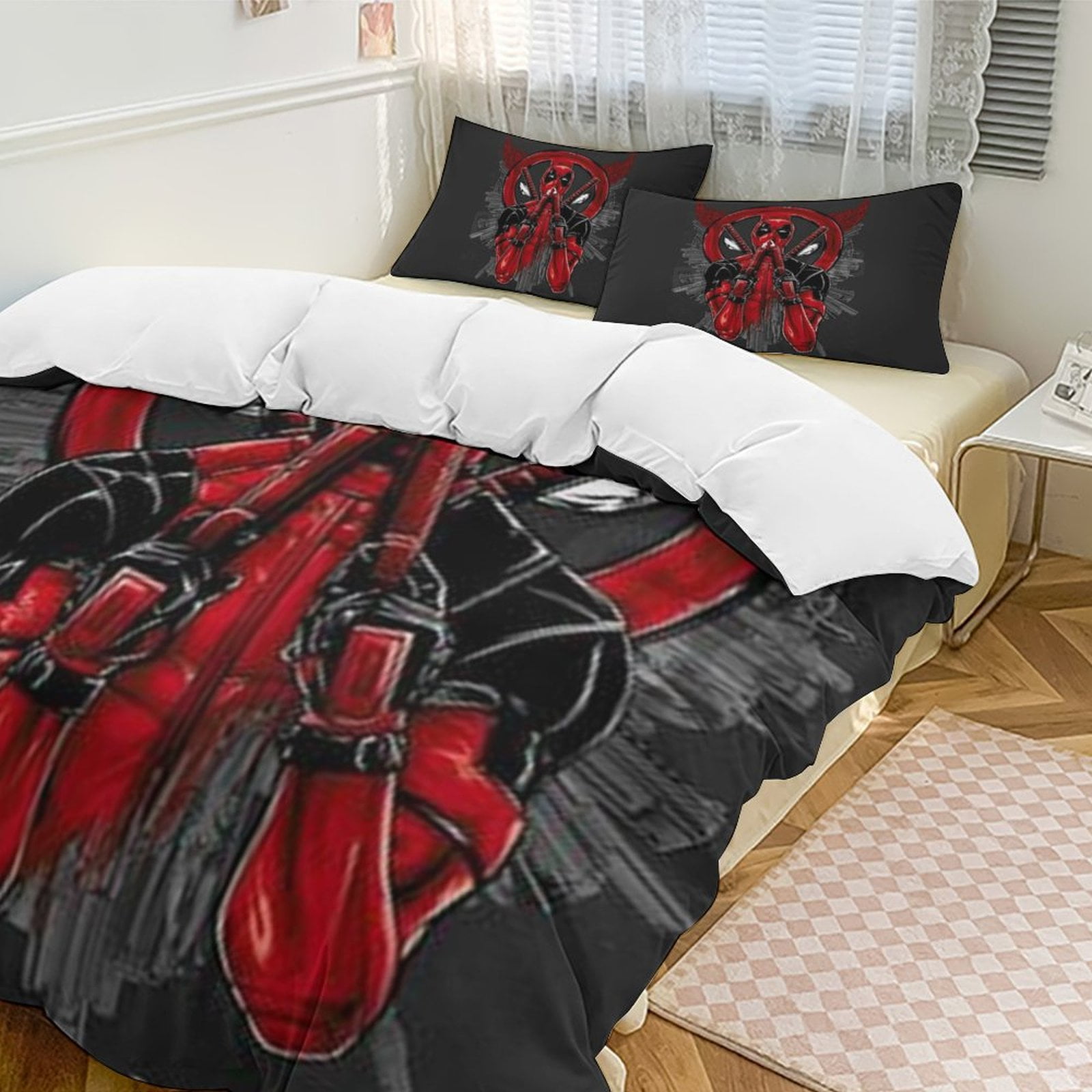 Deadpool Cartoon Shower Curtain Set for Bathroom 4 Piece Bathroom ...