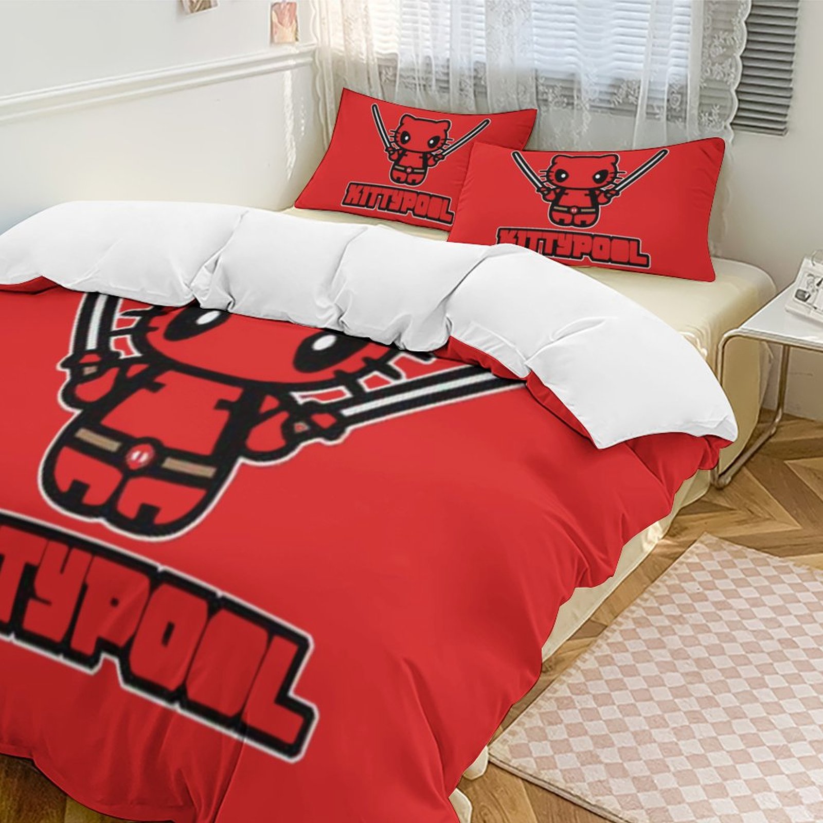 Deadpool Cartoon Shower Curtain Set for Bathroom 4 Piece Bathroom ...