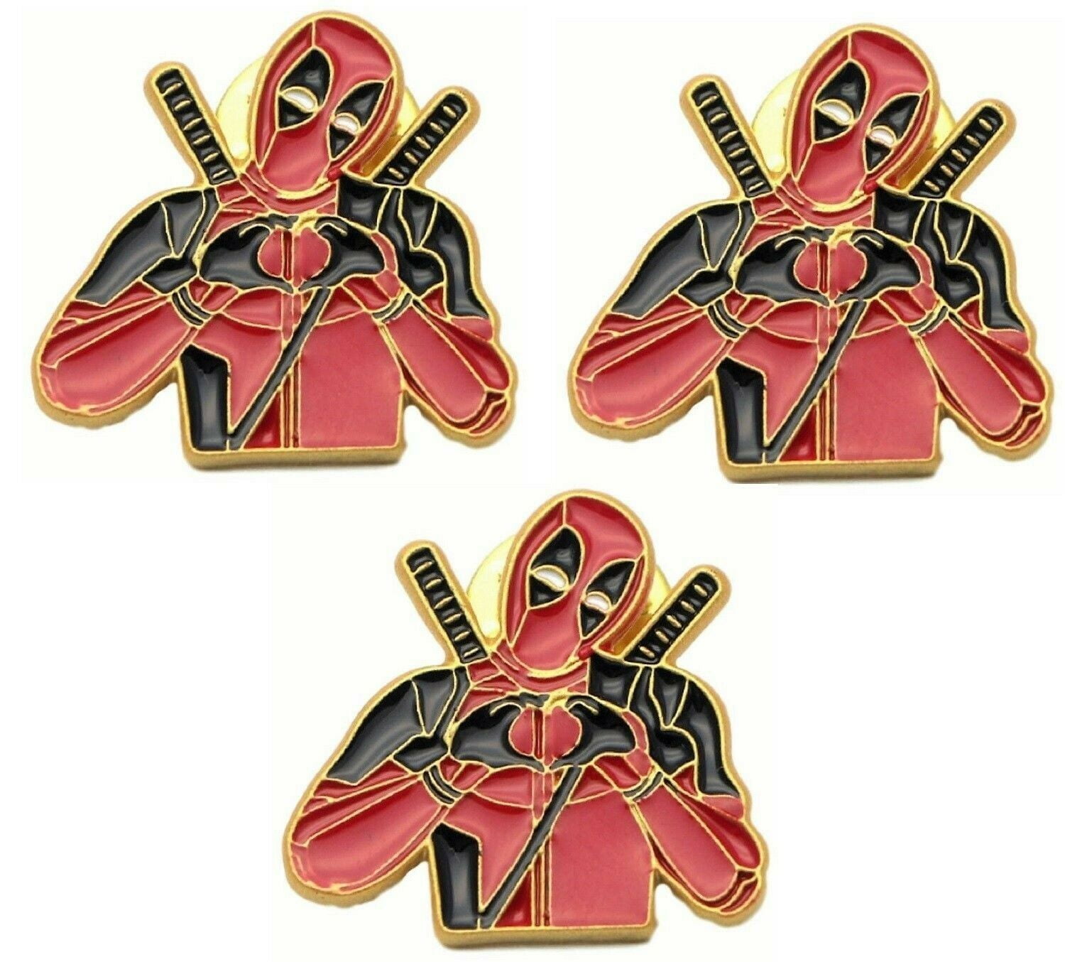 Deadpool Character 1 1/4" Tall Enamel Metal Pin Set of 3 Pins - Walmart.com