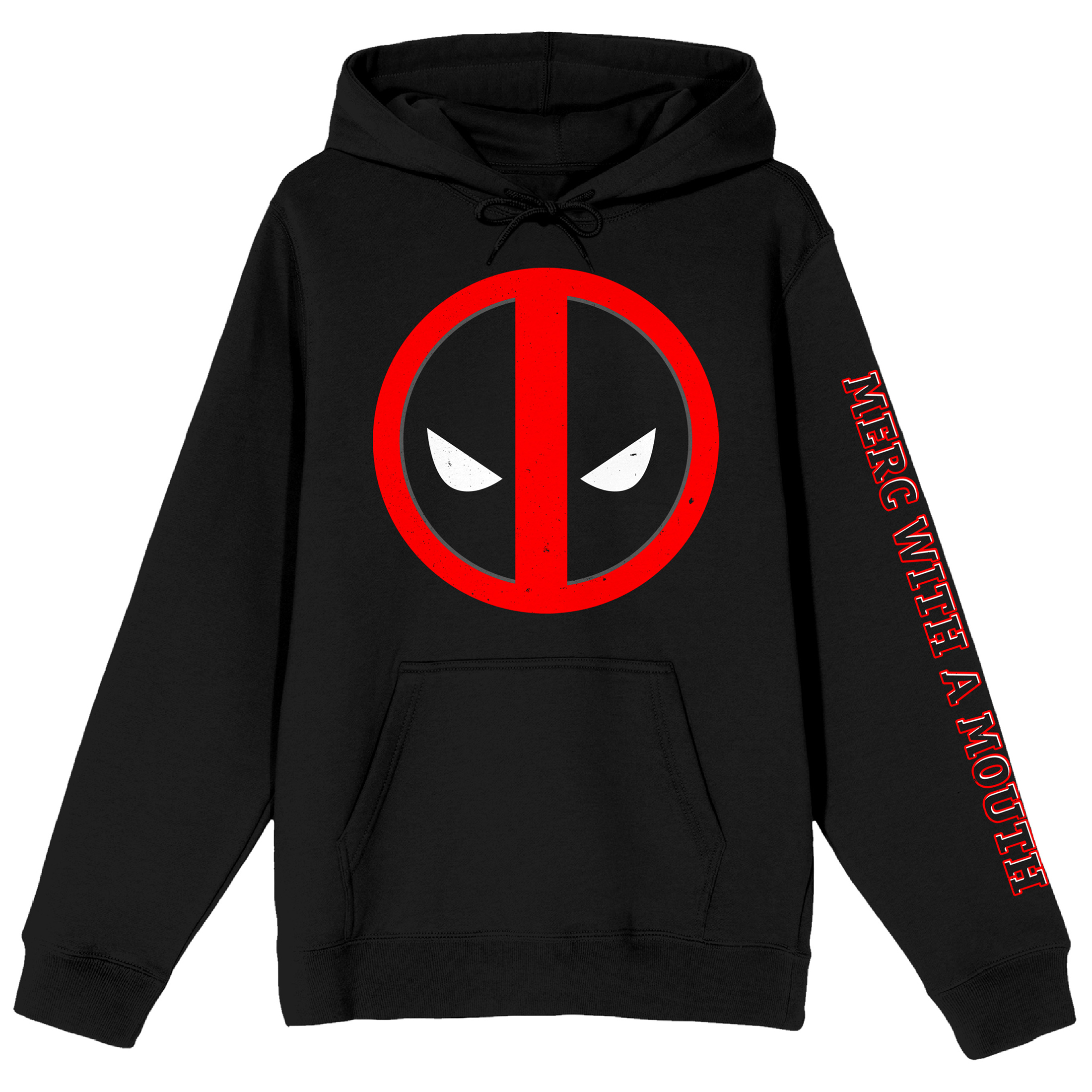 Deadpool Classic Logo Merc With A Mouth Long Sleeve Black Adult Hooded ...